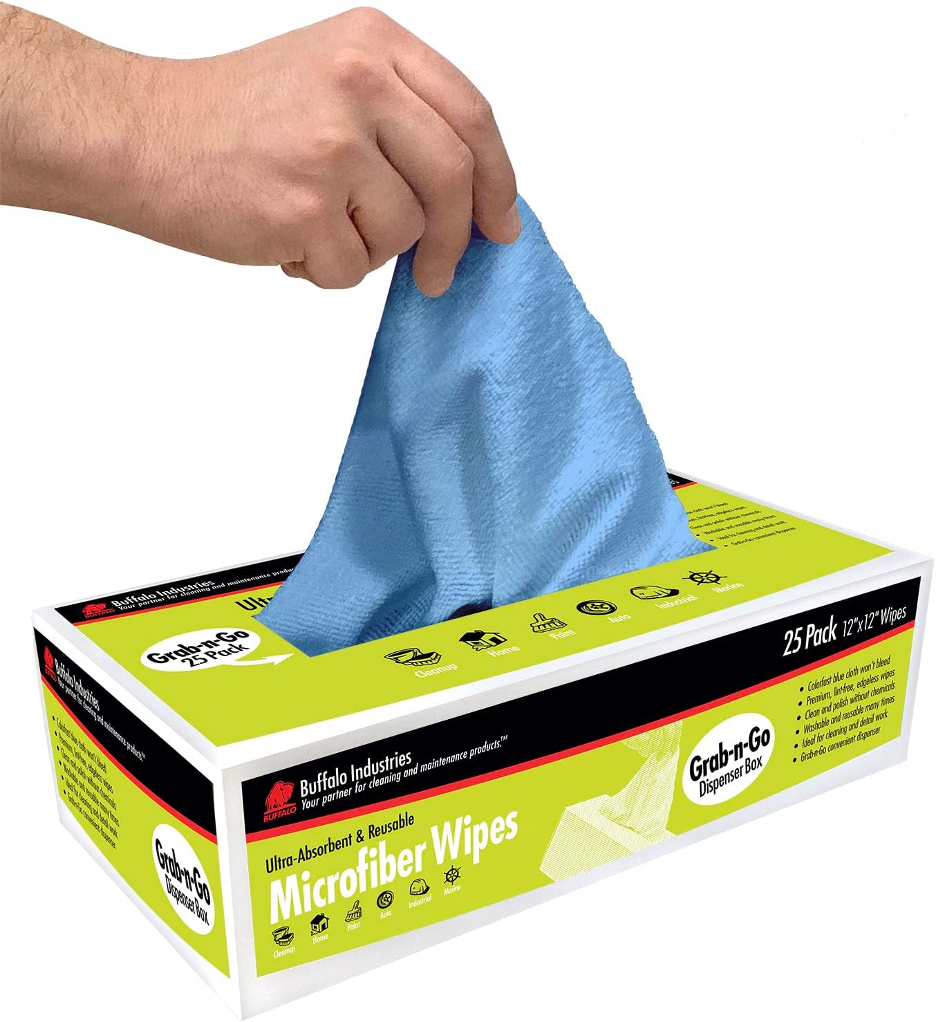 Amazon.com: Buffalo Industries Microfiber Wipes for Cleaning, 25 Pack ...