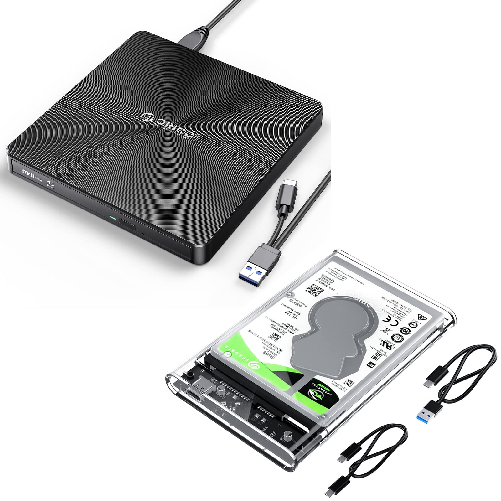 Amazon.com: ORICO External CD/DVD Drive USB 3.0 Type-C CD Burner with 2 ...