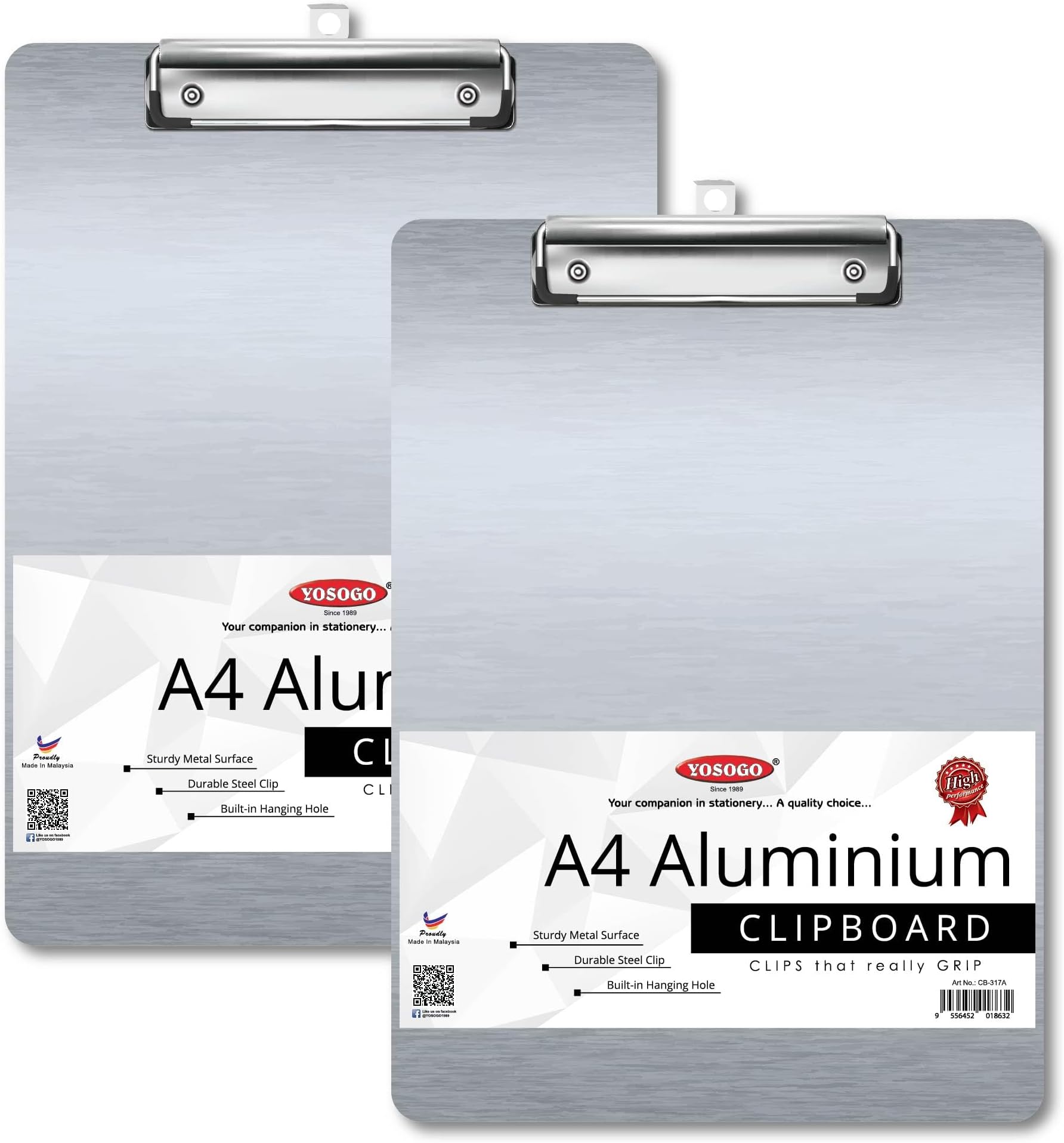 Yosogo Pack of 2 - A4 Durable Aluminum Clipboard with Heavy-Duty Clip ...