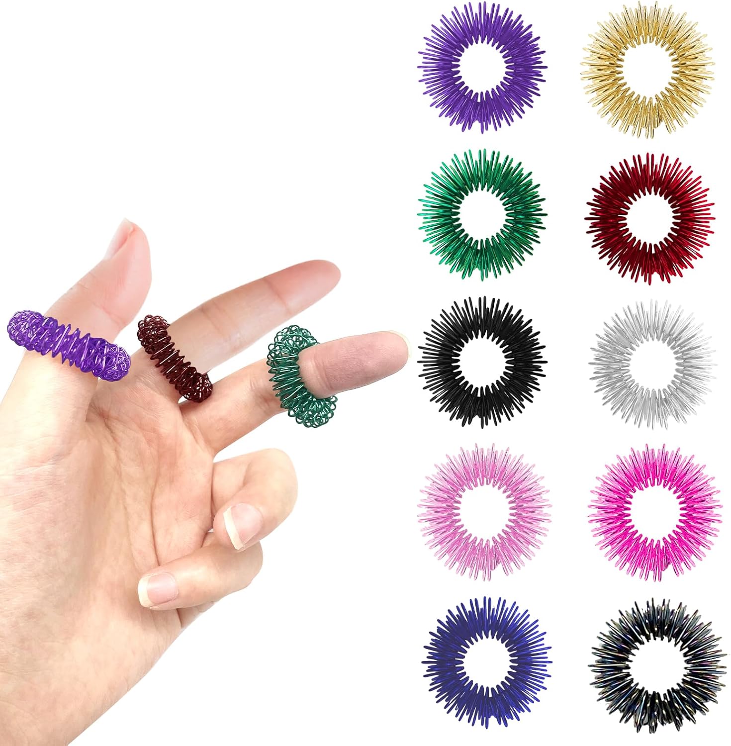 Amazon.com: LLMSIX 10 Pcs Acupressure Rings Fidget Toy Trichotillomania ...