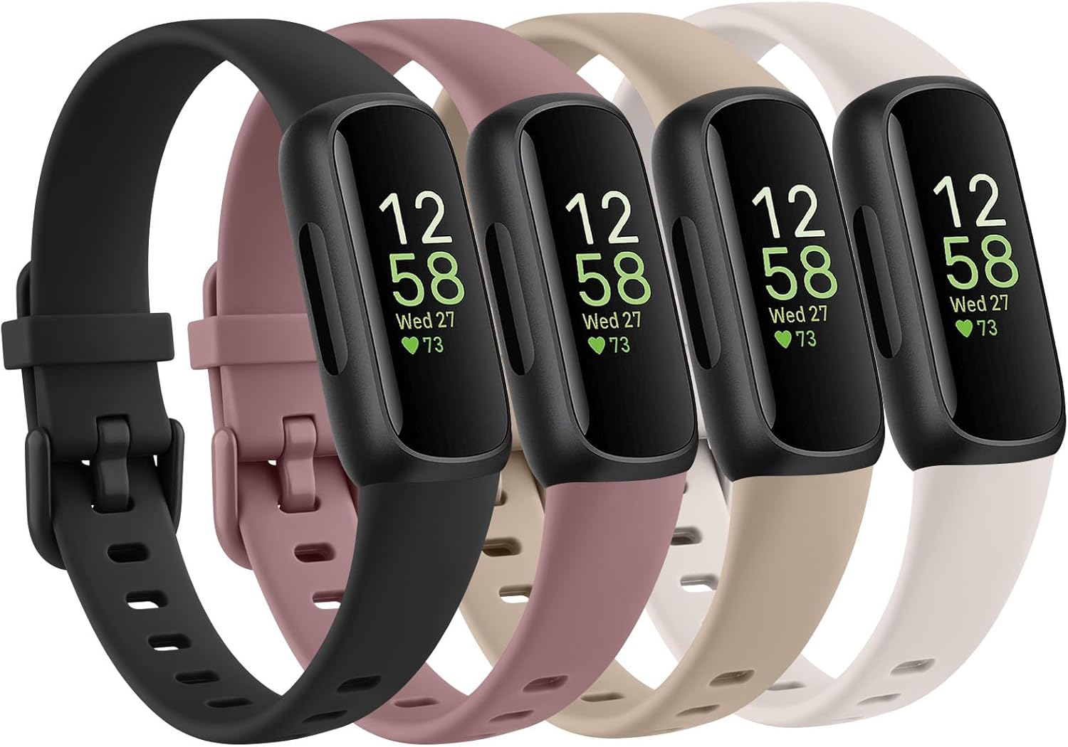 4 Pack Bands Compatible with Fitbit Inspire 3 Bands for Women Men, Sport Silicone Adjustable ...