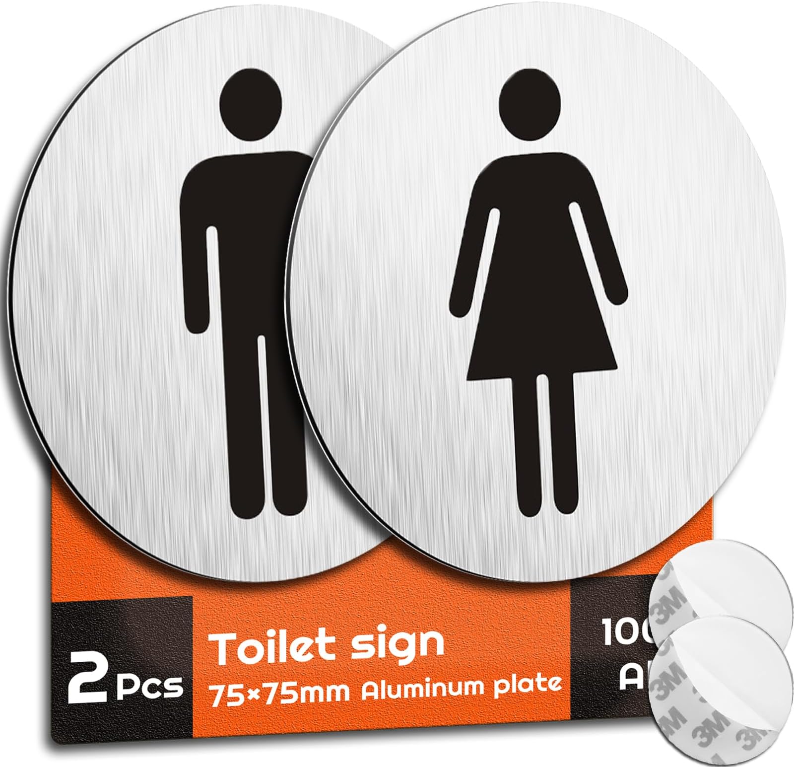 AIFIZO Toilet Sign 75mm×75mm(2.65''×2.65'') Self-adhesive Set of 2, Men ...