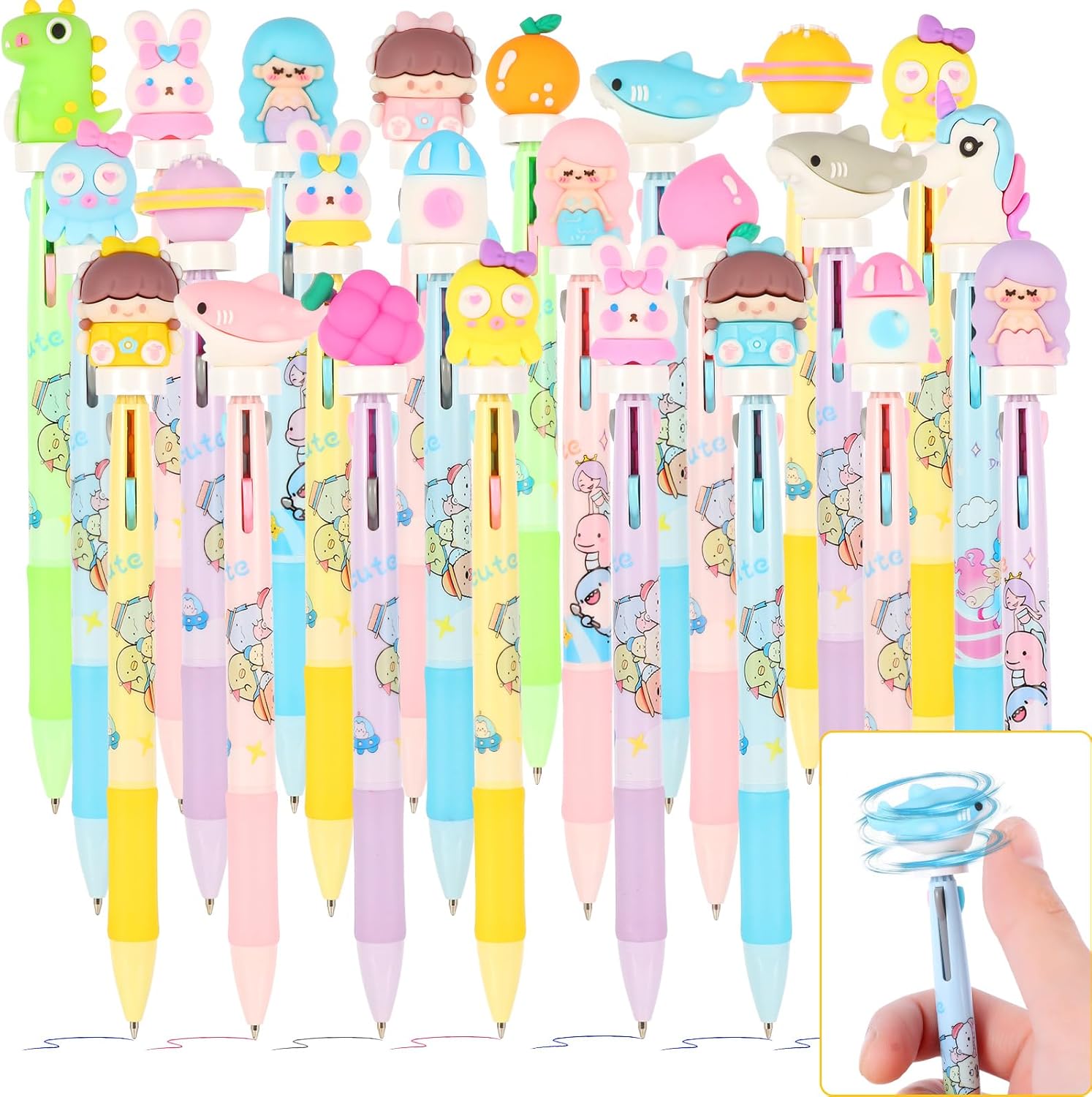 Amazon.com: LiYiQ 24 PCS Fidget Spinner Pens Fun Cute Pens for kids ...