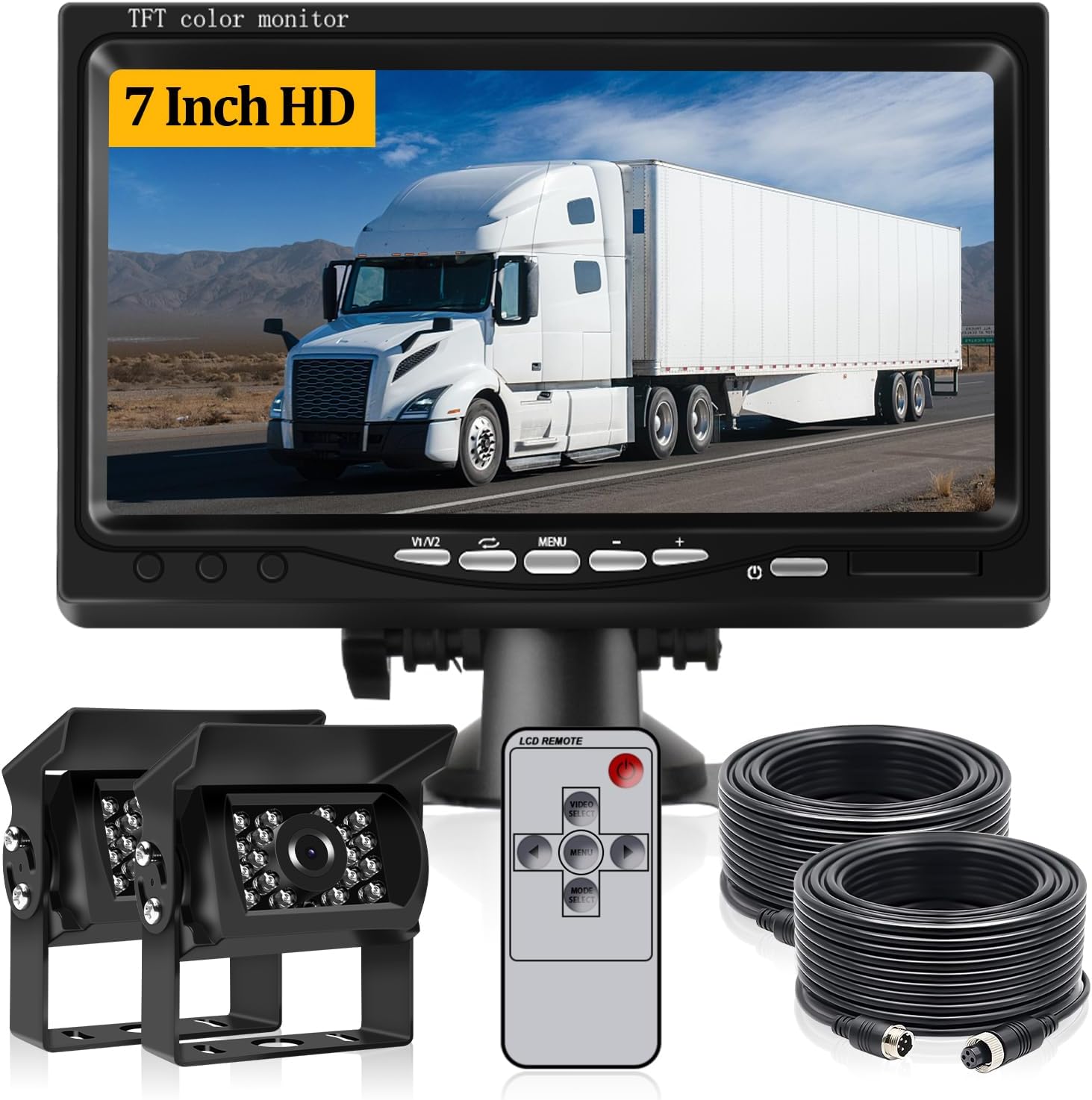 Amazon.com: HAOKEO Upgrade Dual Backup Camera 7'' Monitor Kit HD 720P ...