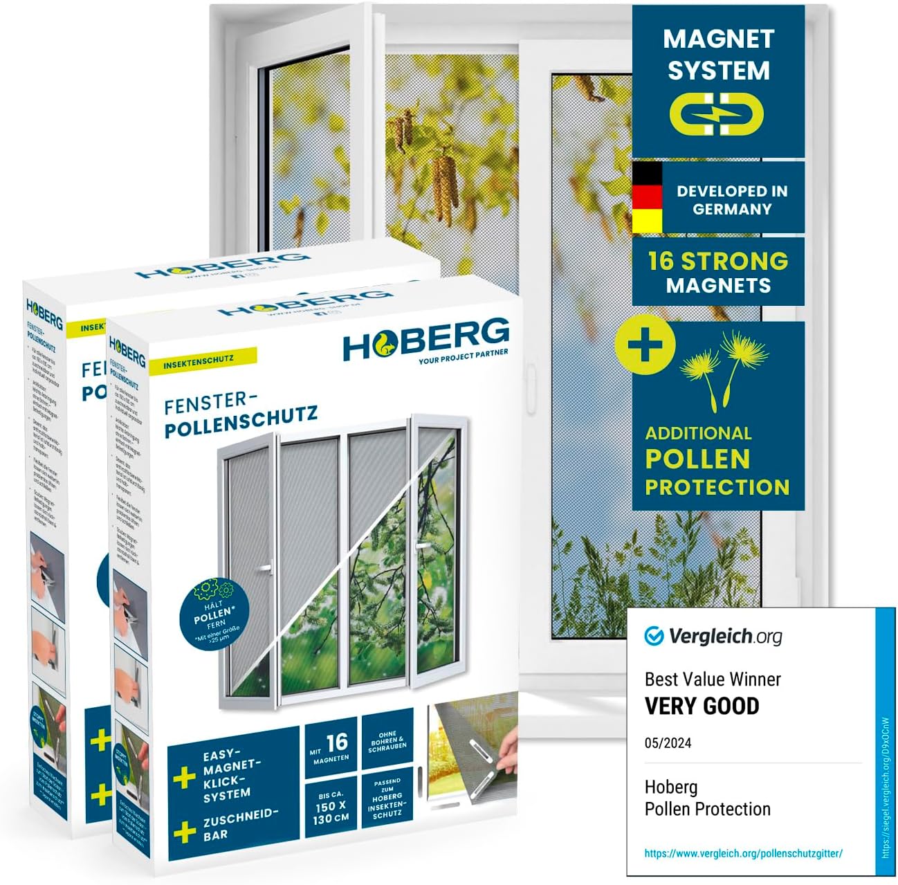 Hoberg Window Pollen Screen with Innovative Magnetic Attachment | Fly ...