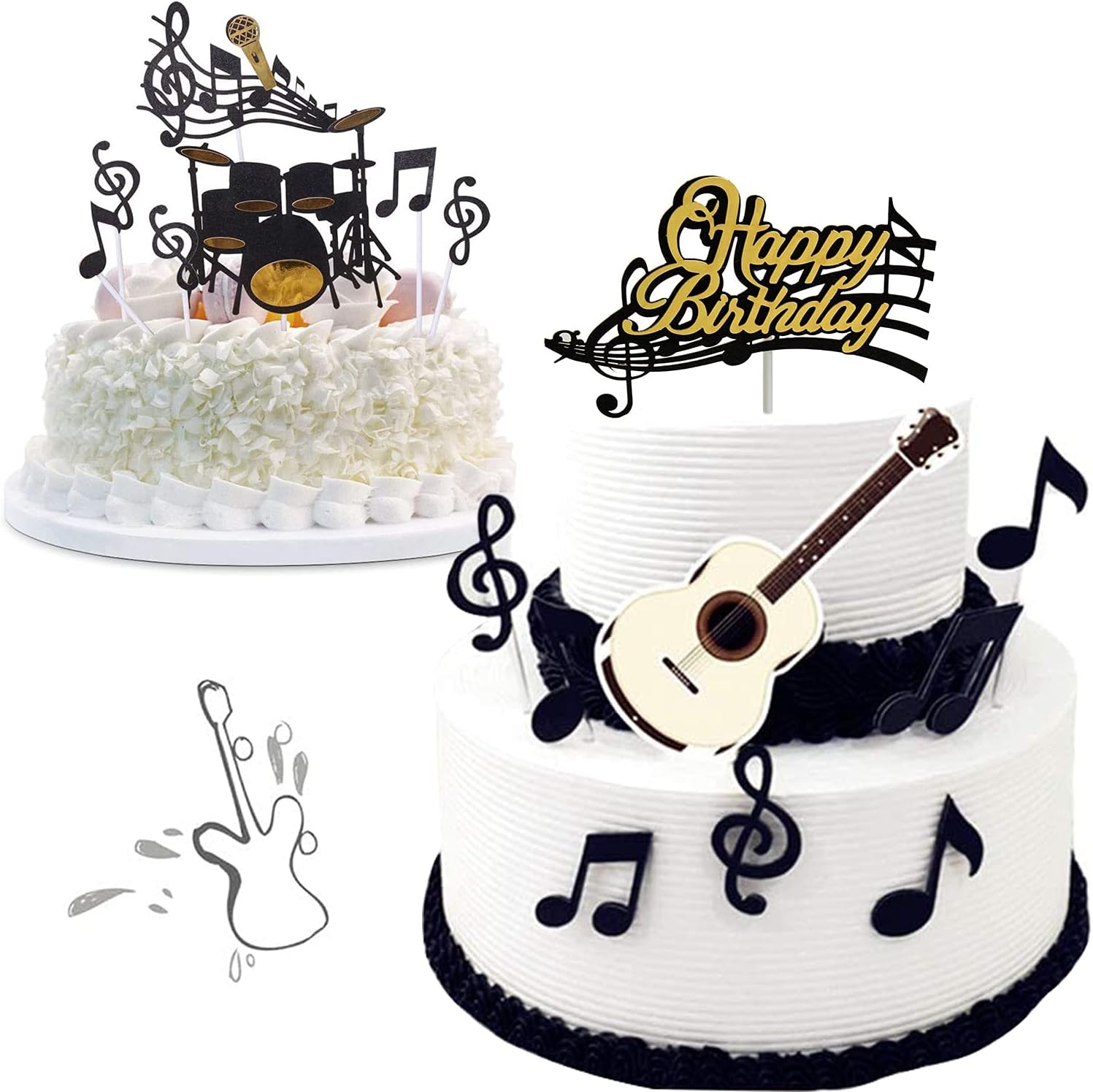 Amazon.com: Music Cake Topper Happy Birthday Sign Musical Notes Player ...