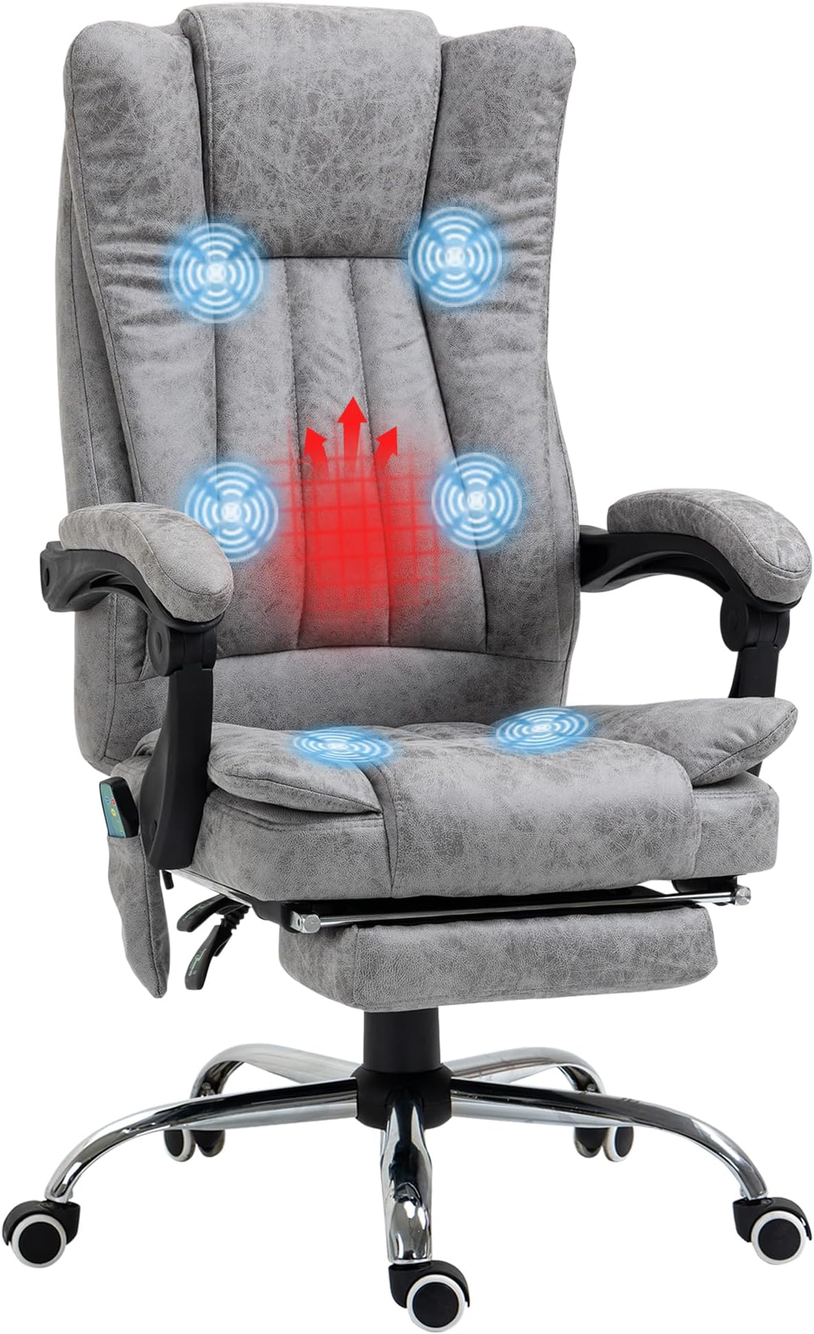 Vinsetto 6 Point Massage Office Chair with Heat, Breathable Faux ...