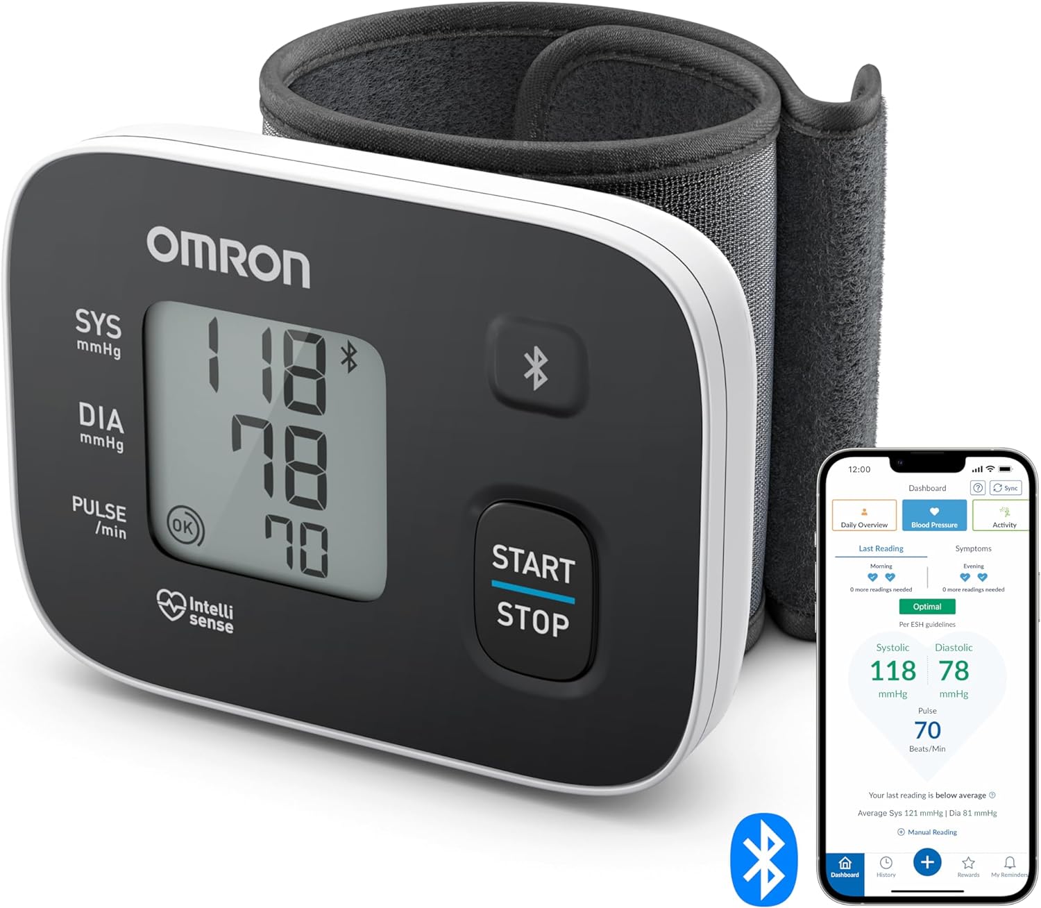 OMRON RS3 Intelli IT Wrist Blood Pressure Monitor for Home Use or on ...
