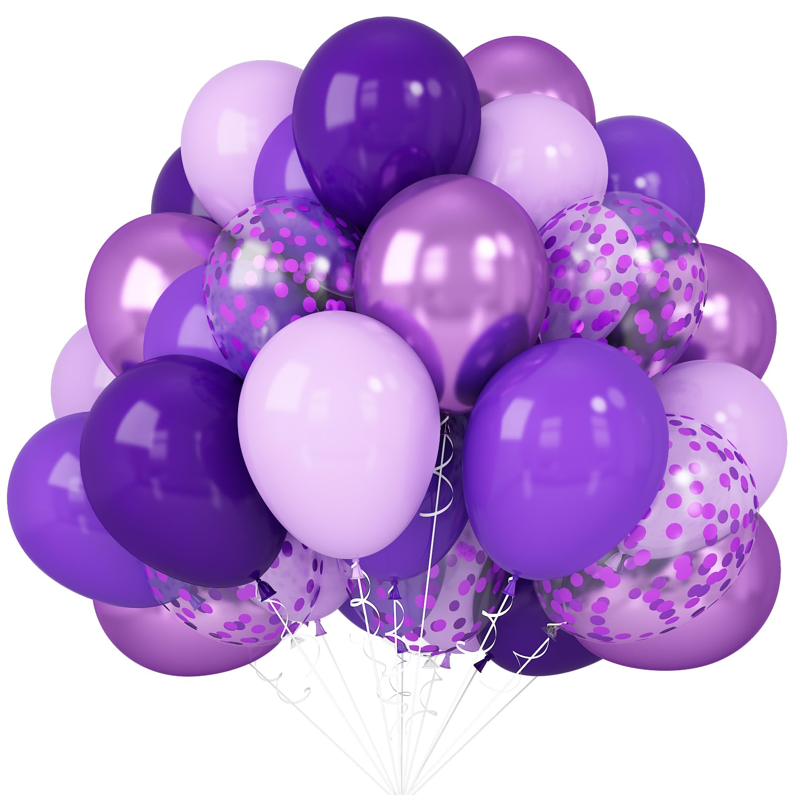Amazon.com: Purple Balloons Set Metallic Purple Balloon 50pcs 12inch ...