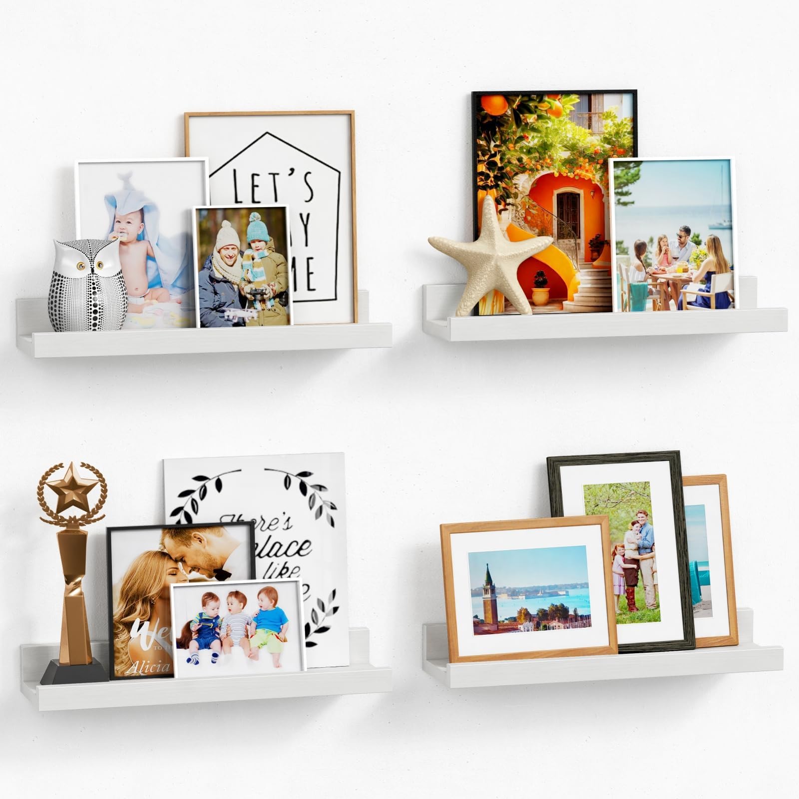 Amazon.com: Forbena Small Floating Shelves for Wall Set of 4, White ...