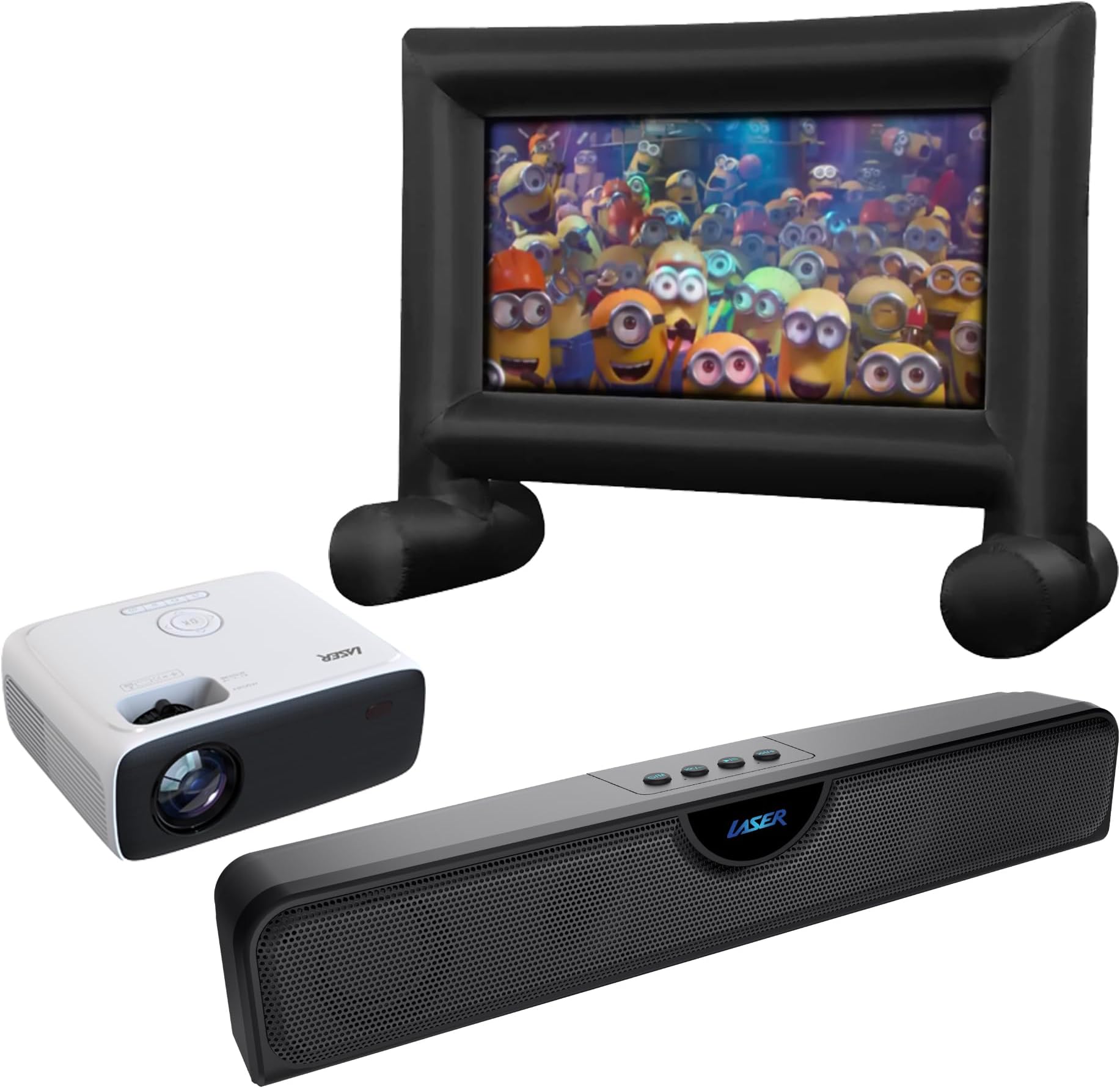 Laser Outdoor Cinema Bundle – Full HD 1080p Projector, Bluetooth ...