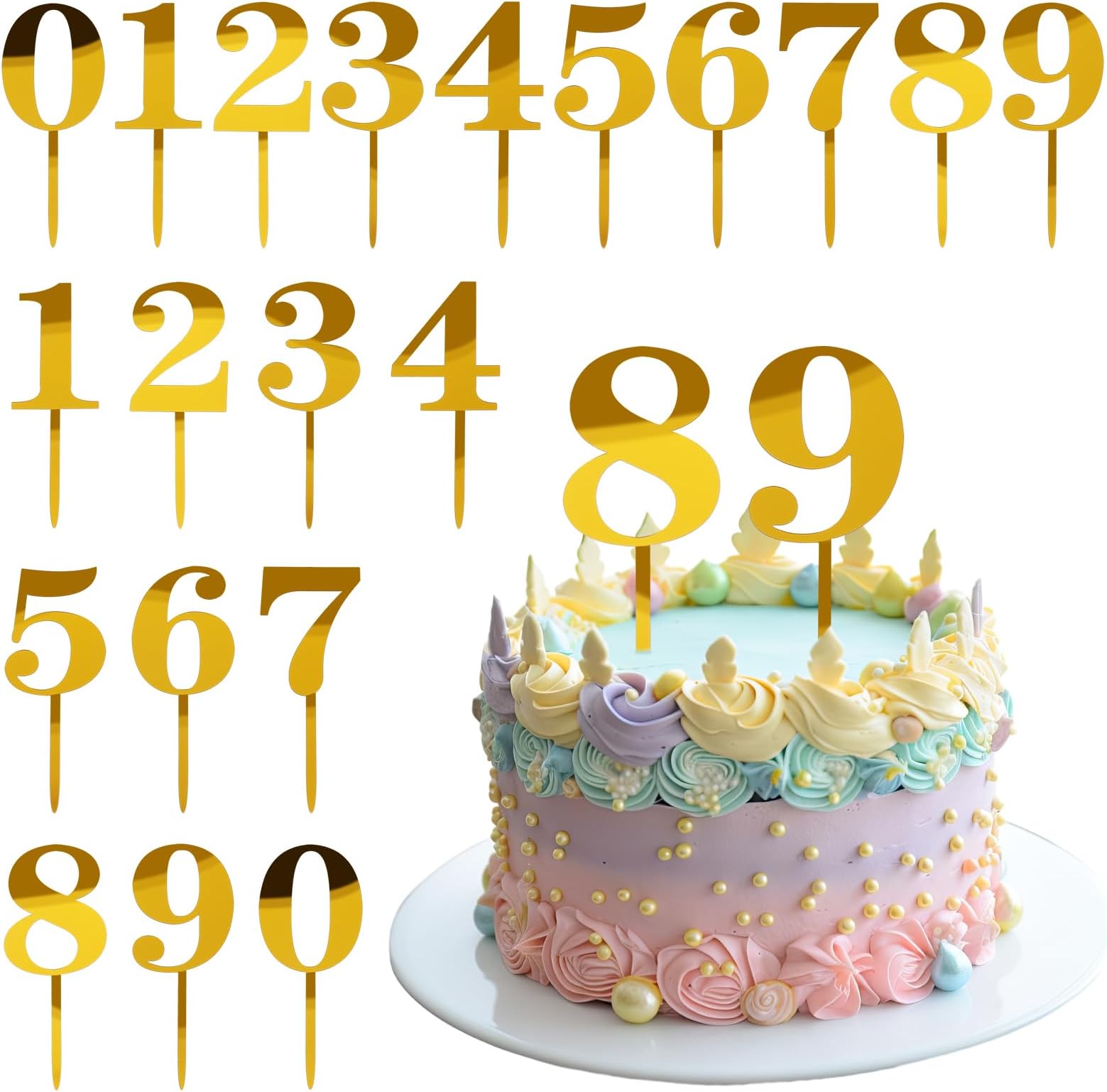 Amazon.com: 10 PCS Silver Cake Topper Numbers - Large Sturdy Acrylic ...