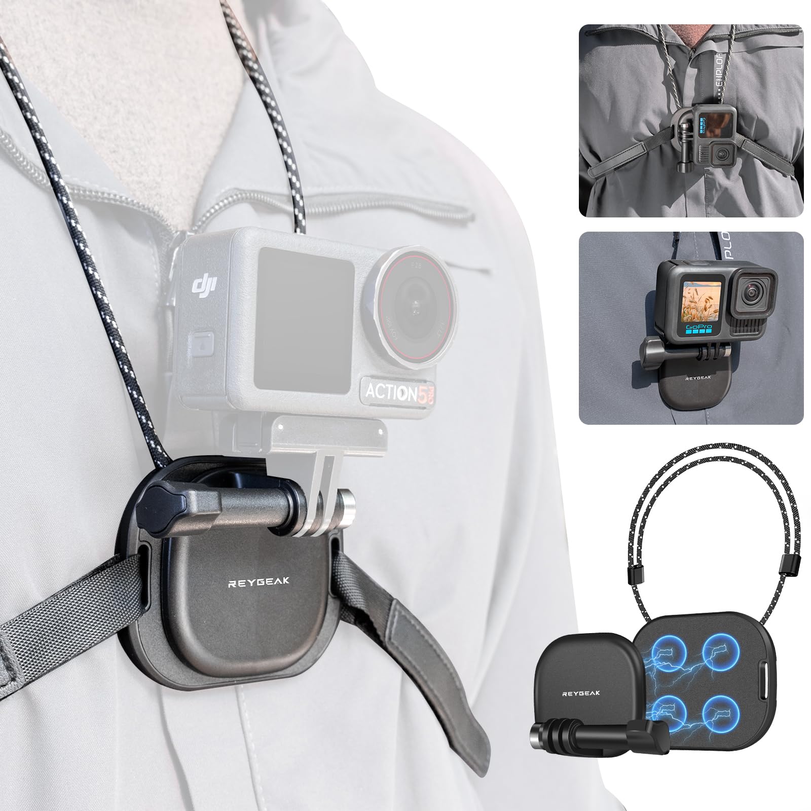 Amazon.com: REYGEAK Magnetic Chest Mount for GoPro Hero 13,Adjustable ...