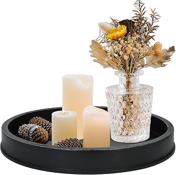 Amazon.com: Black Decorative Tray for Coffee Table Centerpieces,Black ...
