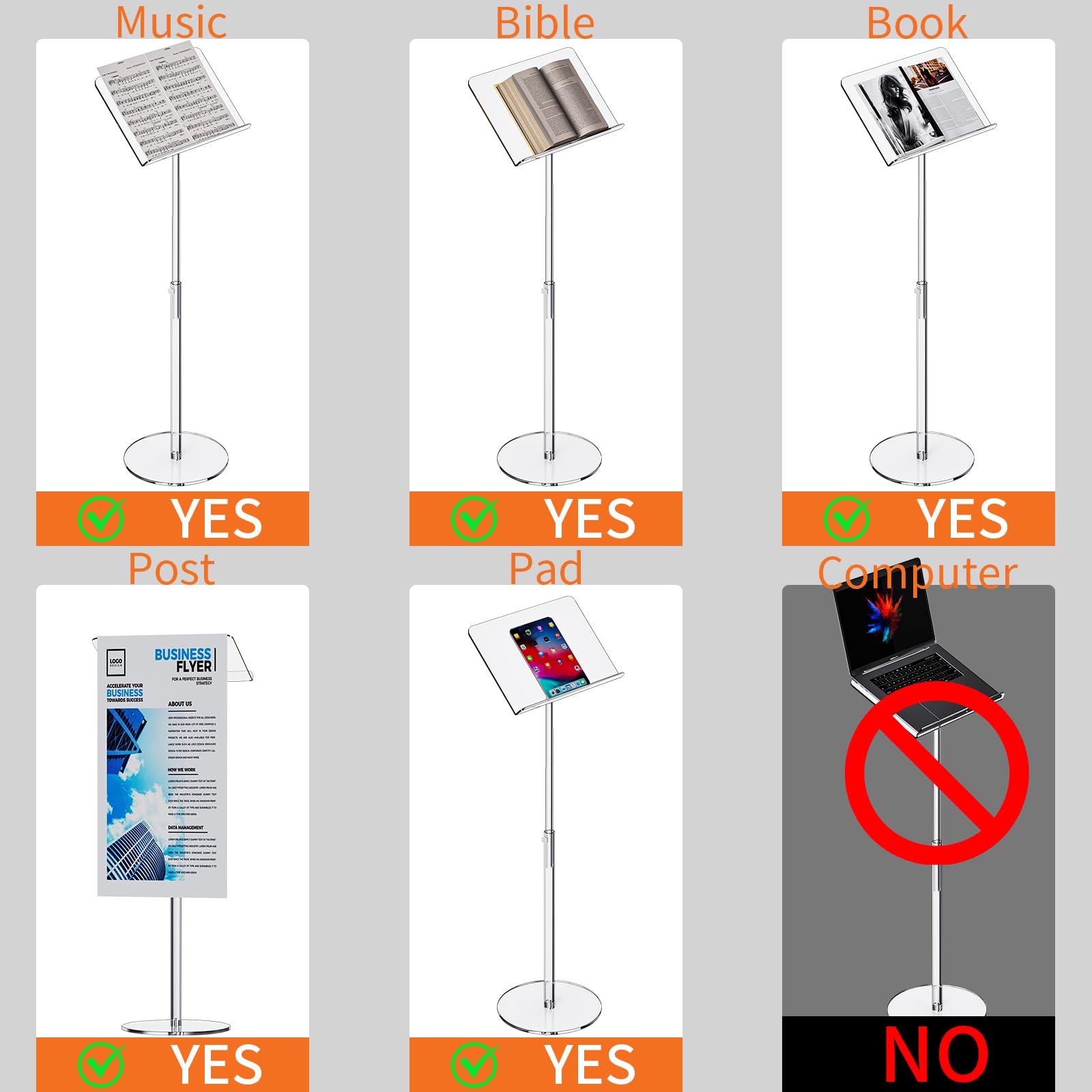 Snapklik.com : Solaround Acrylic Podium Stand, Adjustable Height ...