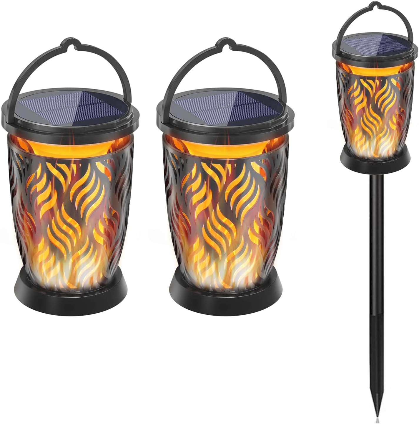 Amazon.com: Yuyotrre Hanging Solar Lights - Flickering Flame Solar ...