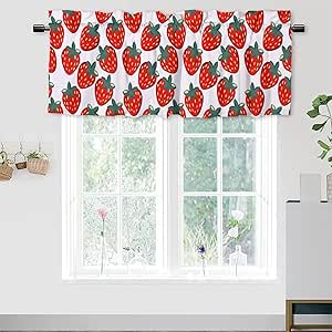 Amazon.com: Red Strawberry Window Valances Kawaii Cute Strawberry ...