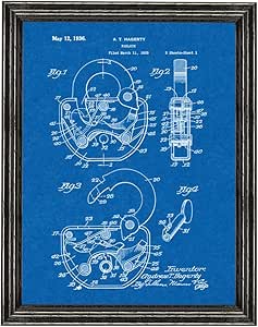 Amazon.com: Padlock Patent Art Blueprint Print in a Black Wood Frame (5 ...