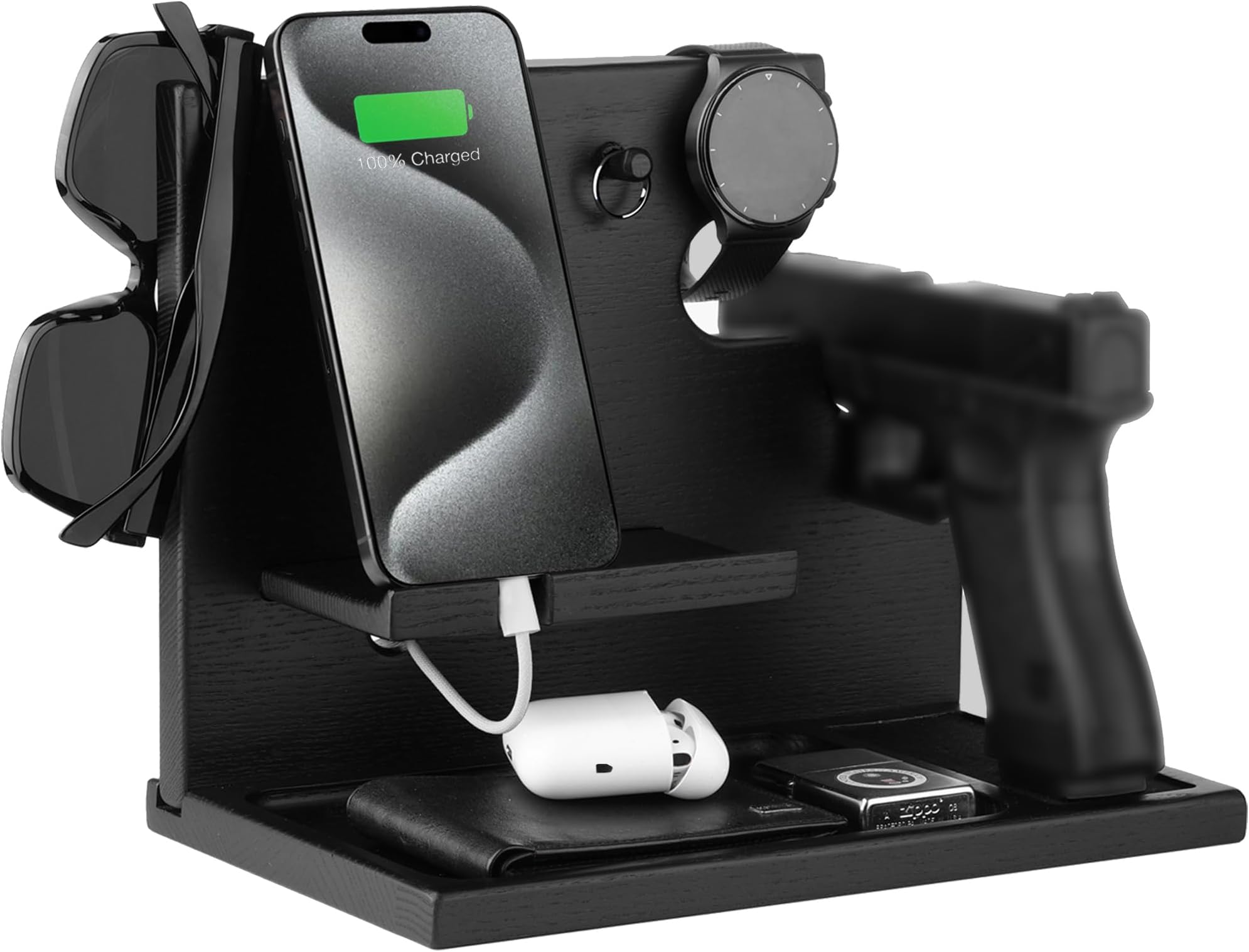 Amazon.com: Pistol Rack with Drawer,4-Slot Luxury solid wood bamboo ...