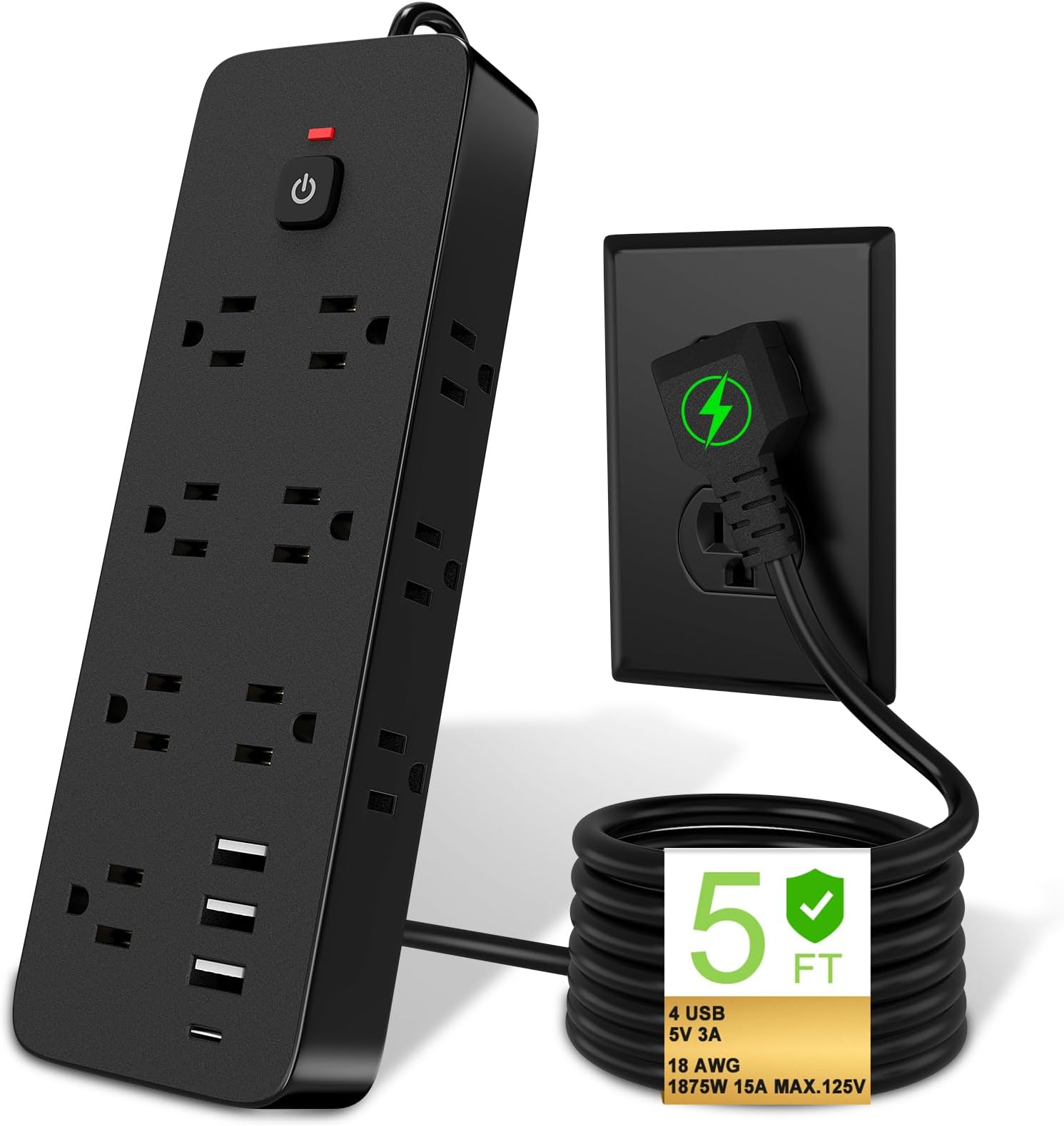 Amazon.com: Ceptics Travel Power Strip - Small & Compact - Surge ...