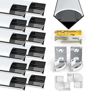 LED Strip Profile, 12Pack LED Aluminum Channel 3.3ft/1Meter Black V ...