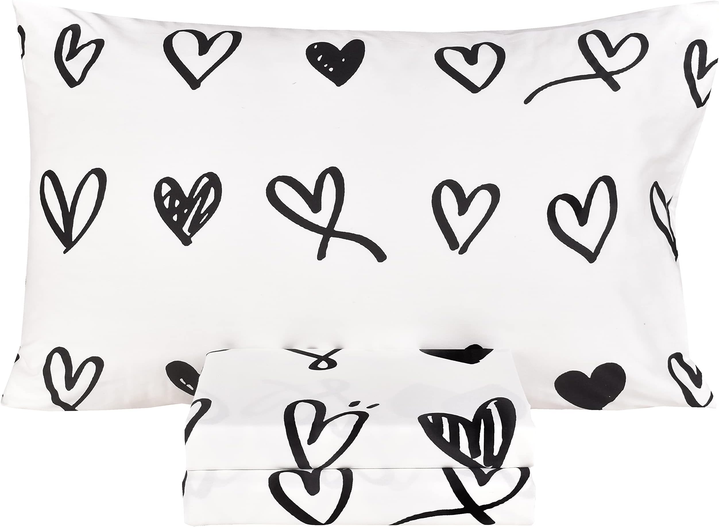Amazon.com: Cute Heart Pattern Fitted Sheet for Kids Girls Twin Size ...