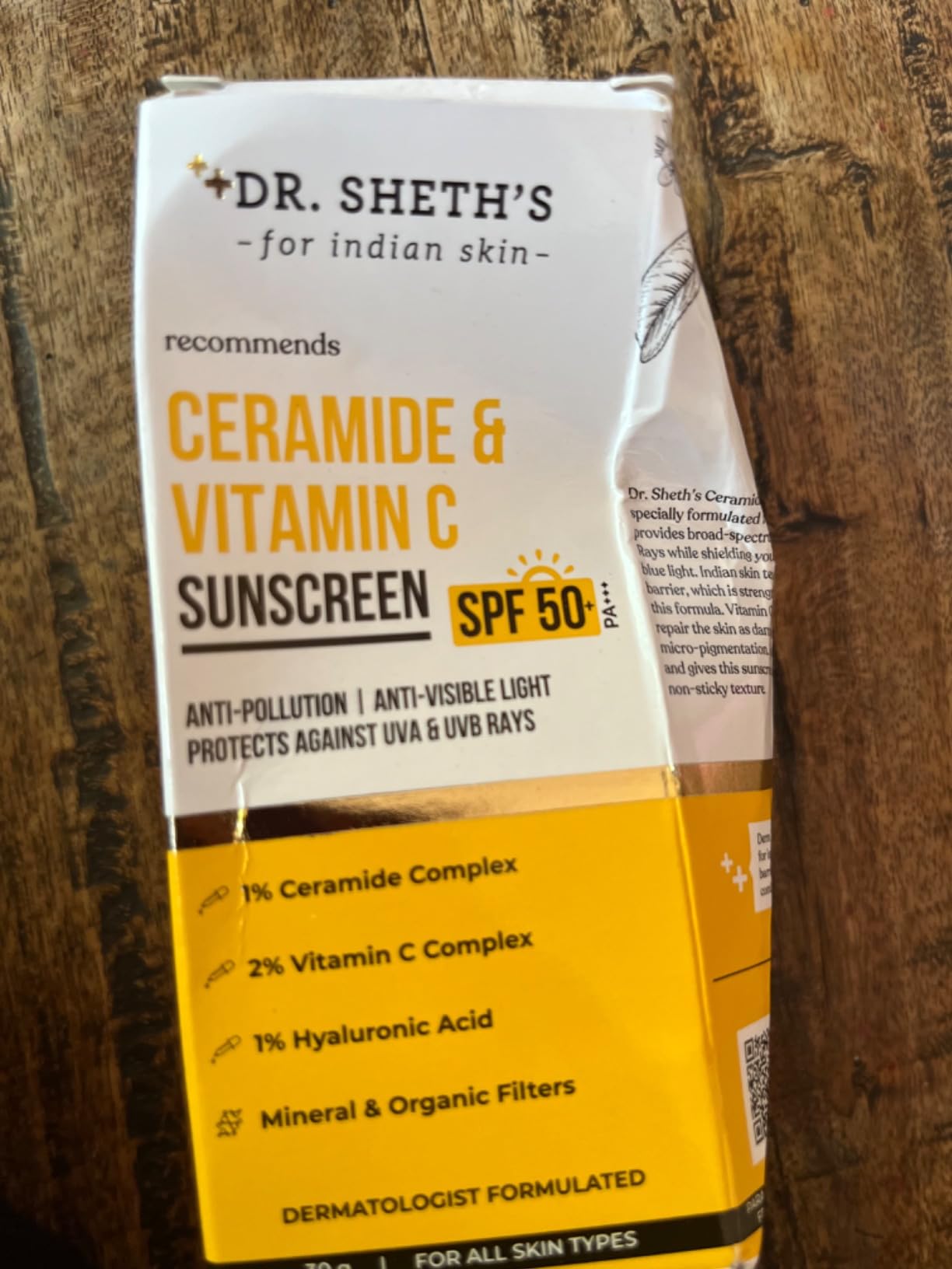 Dr. Sheth's Ceramide & Vitamin C Sunscreen|In-Vivo Tested|SPF 50+ Pa ...