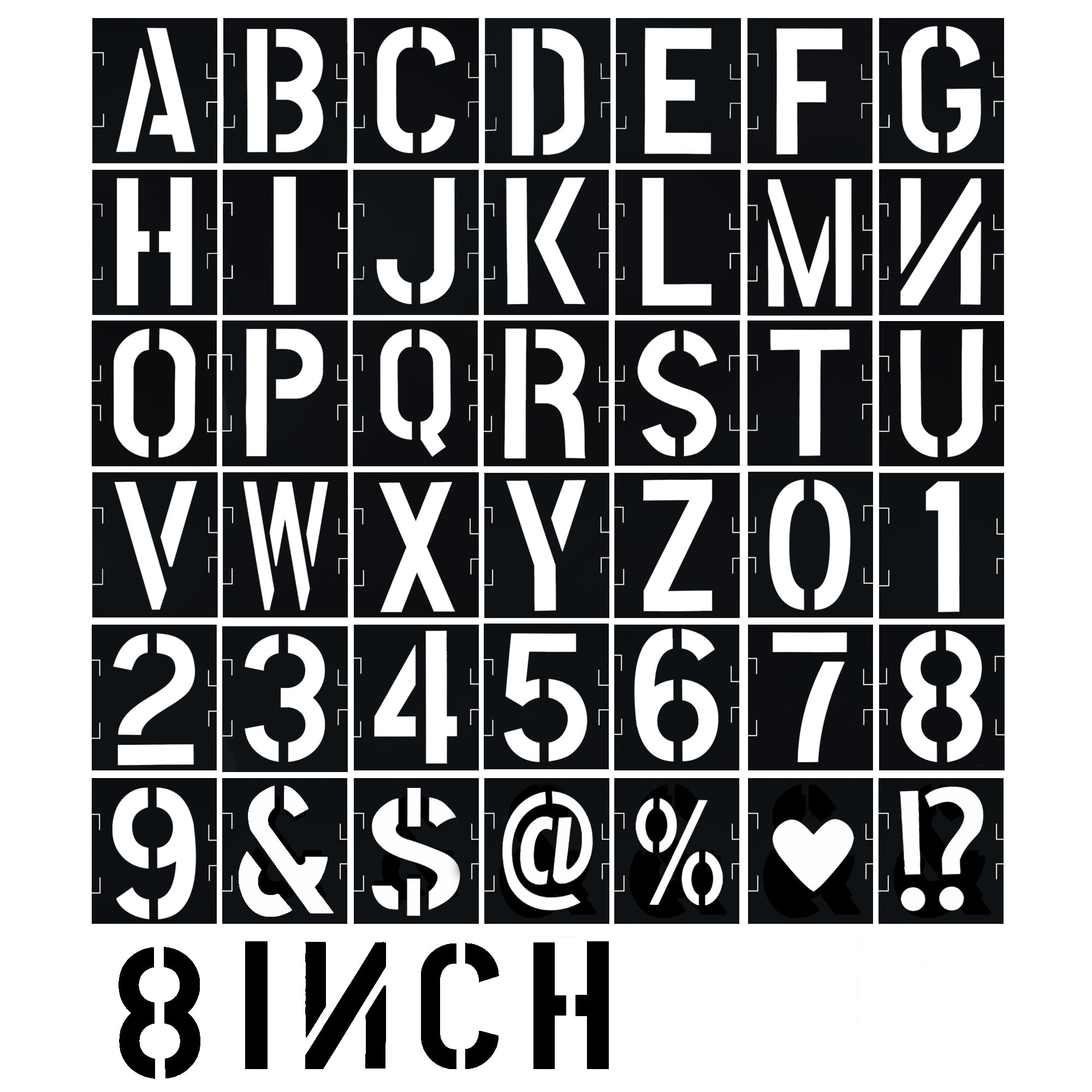 8 Inch Letter Stencils 42 Pcs ReusableTemplates Symbol Numbers ...