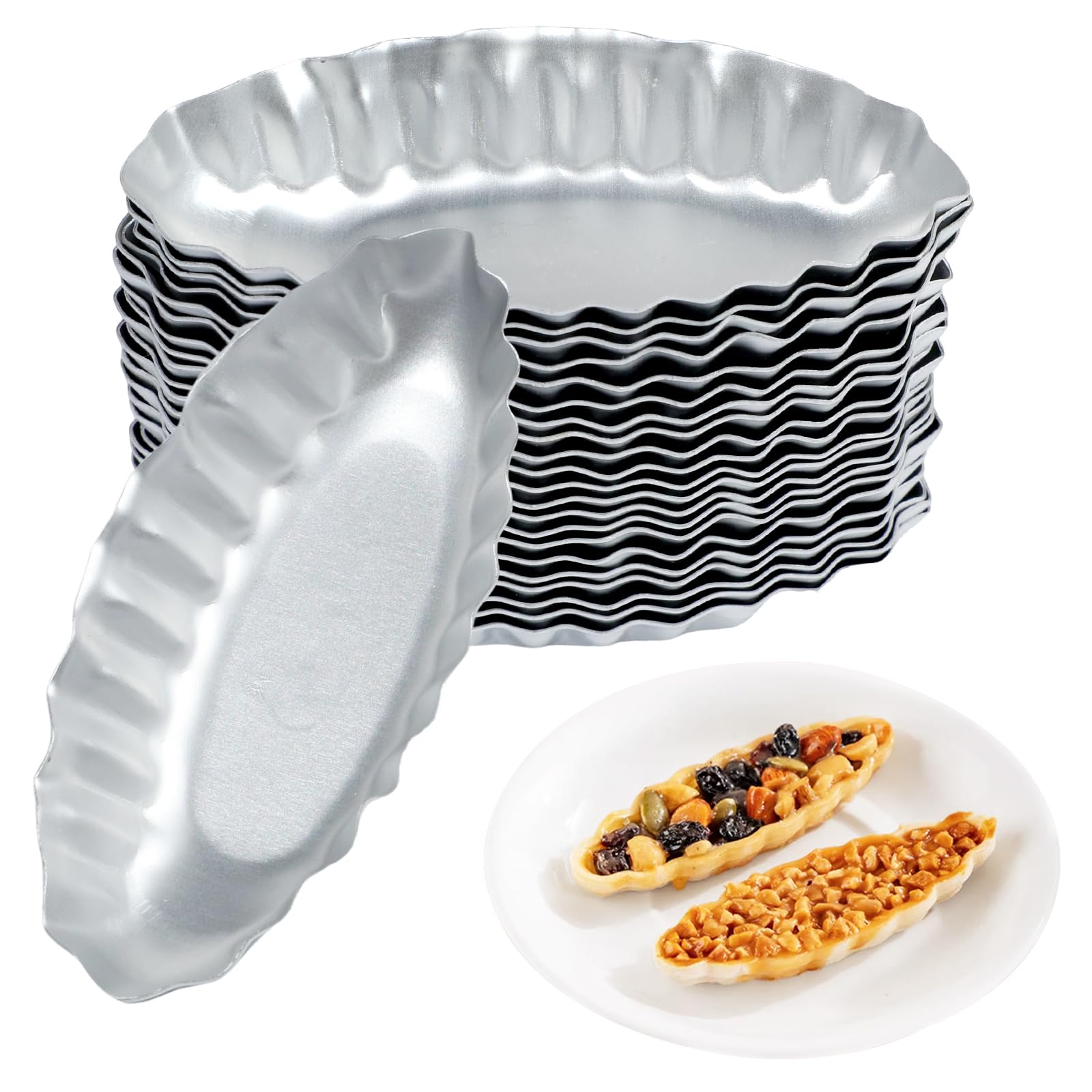 Amazon.com: Liobelon 21 Pieces Egg Tart Molds for Baking Stainless ...