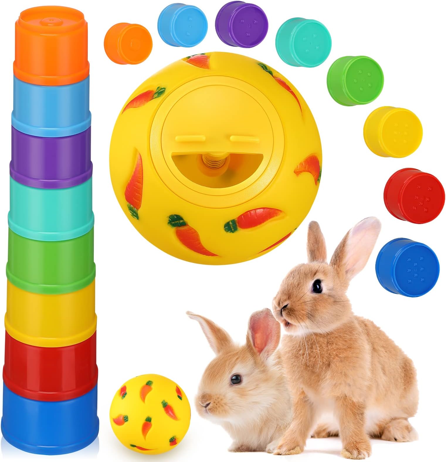 Amazon.com : LEIFIDE 9 Pack Stack up Bunny Cups and Treat Ball for ...