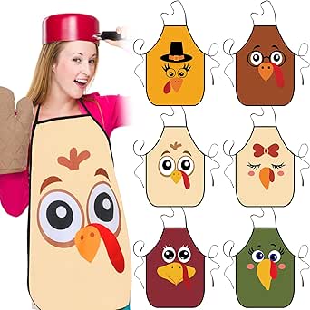 Amazon.com: 6 Pcs Thanksgiving Cute Apron Cute Kitchen Accessories ...