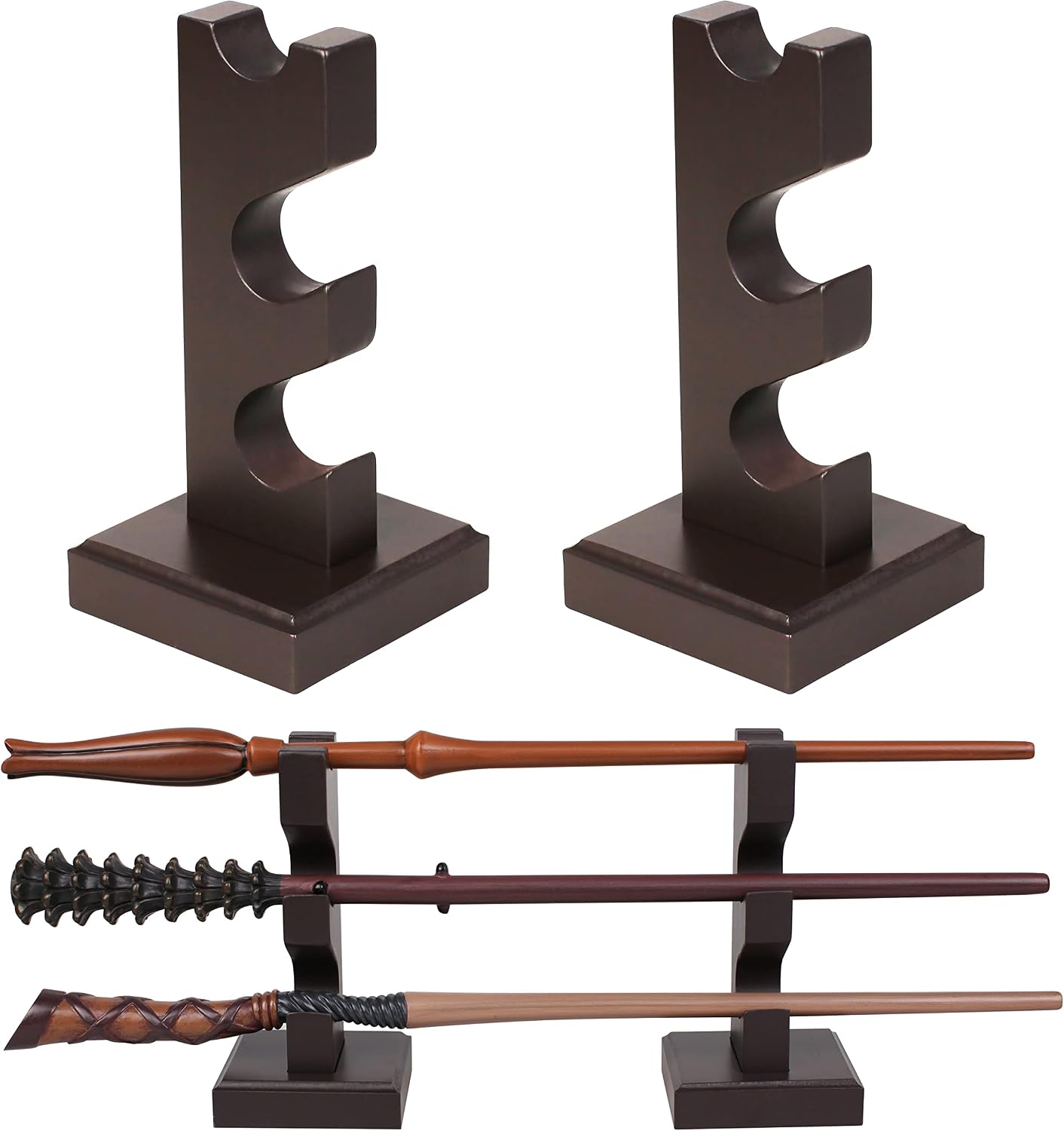 ChampWe Wizard Wand Display Stand Wooden Magic Wands Holder 3 Tiered ...