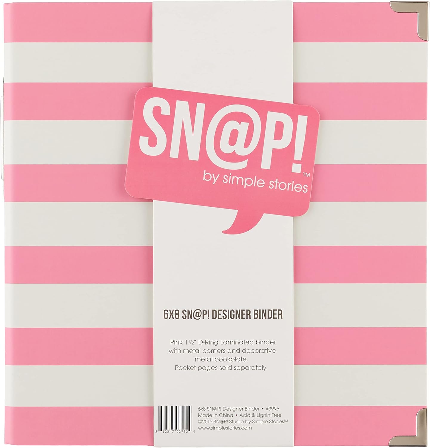 Amazon.com: Simple Stories Snatp! Striped Designer Binder, 6" x 8 ...