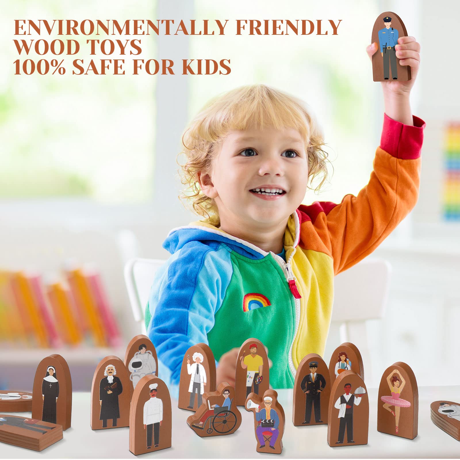Snapklik.com : Qunclay Set Of 30 Wooden Community Helpers Toys ...