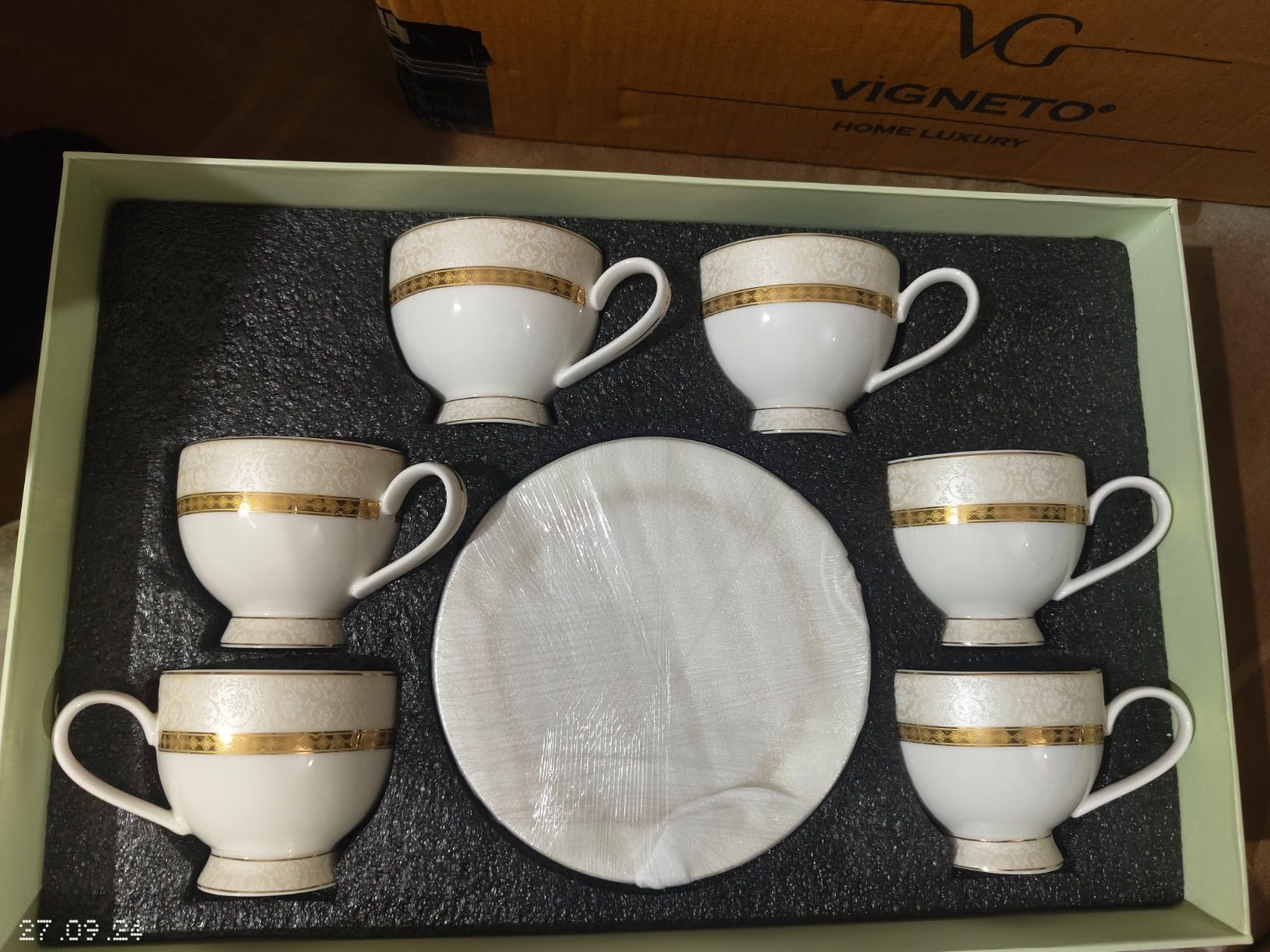 Vigneto Opaline Gold Cup and Saucer Set (Classic Gold) for Tea/Coffee ...