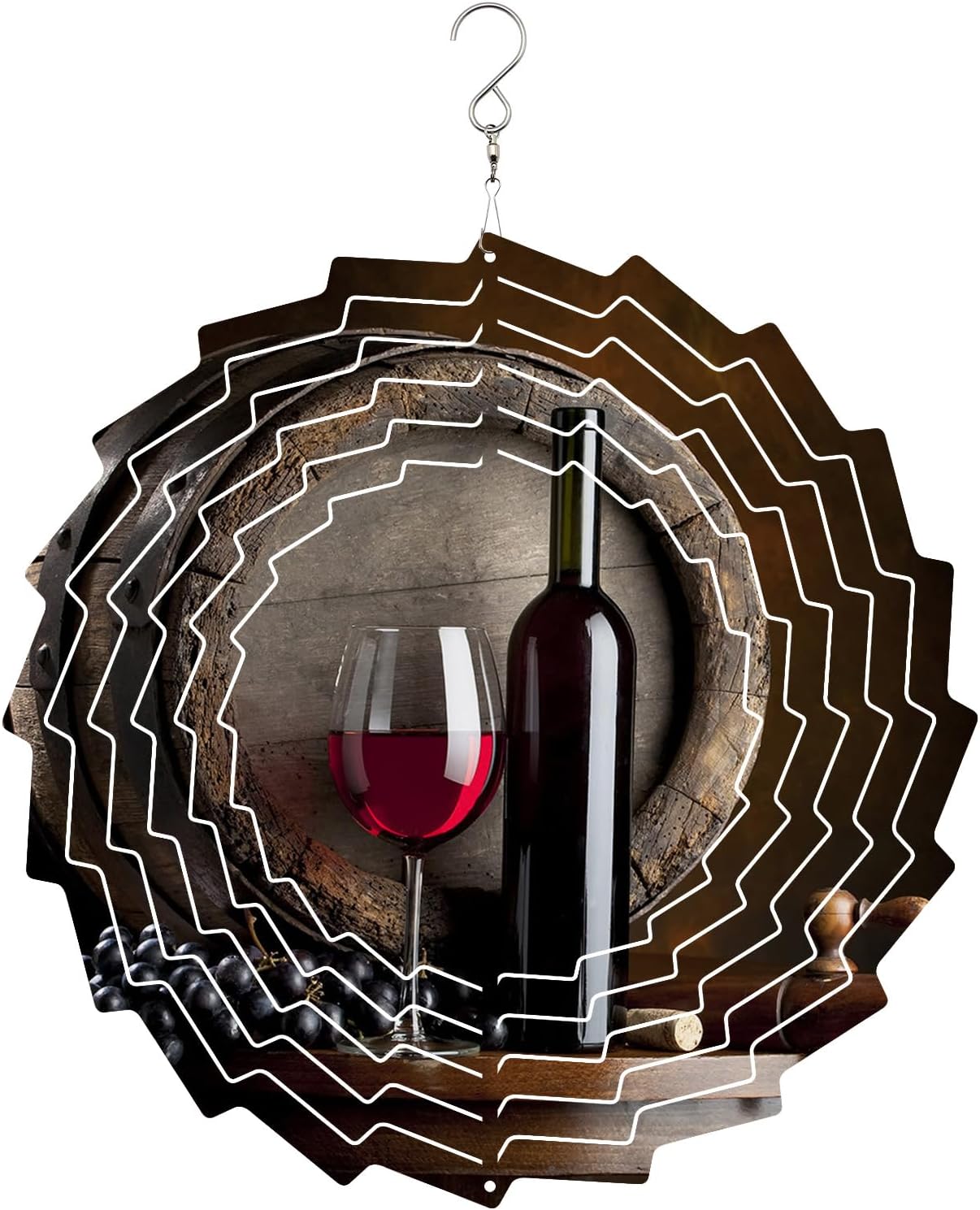 Amazon.com: Hanging Wind Spinners Outdoor Red Wine Cups Wine Barrel 3D ...