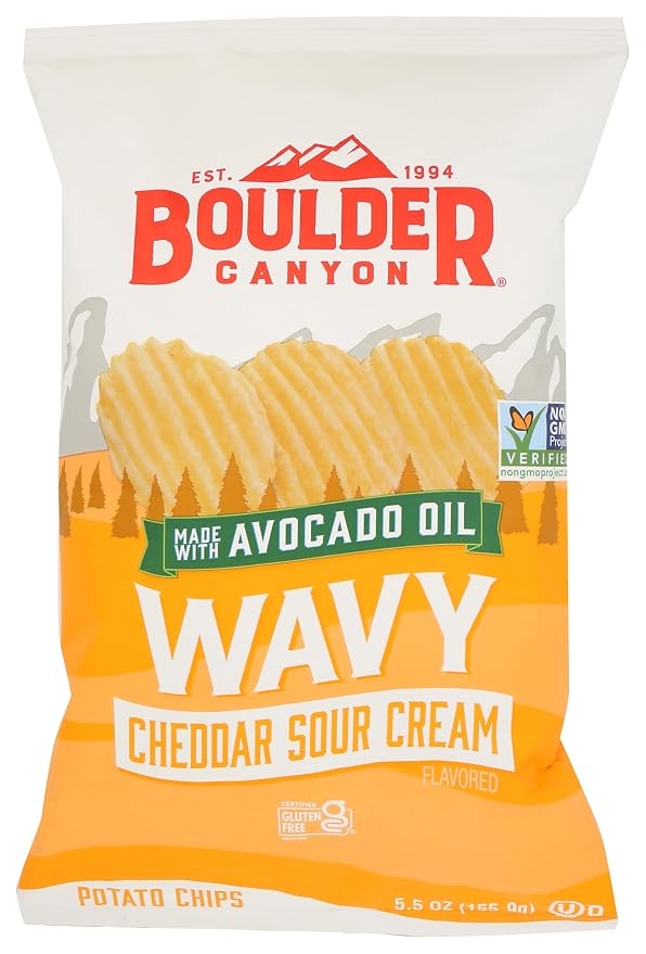 Amazon.com: BOULDER CANYON Wavy Cheddar Sour Cream Potato Chips, 5.5 OZ