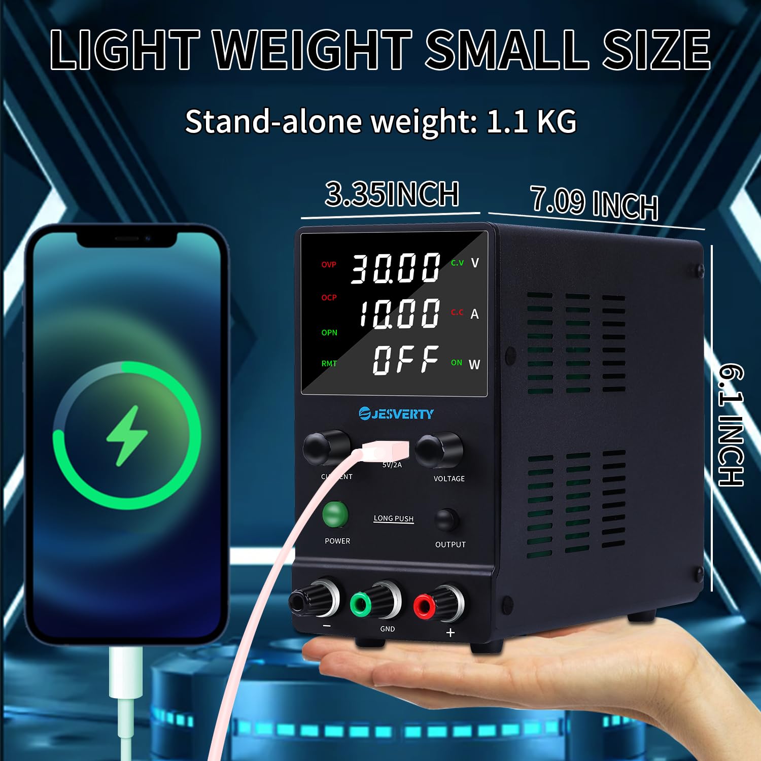 Snapklik.com : Jesverty DC Power Supply Variable, 0-30V 0-10A ...