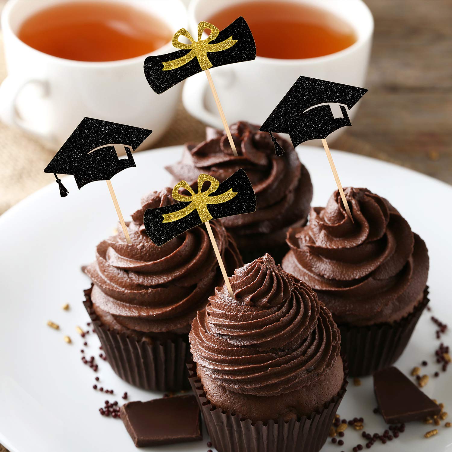 Whaline 51 Pack Graduation Cake Toppers,Grad Cupcake Topper, Diploma ...