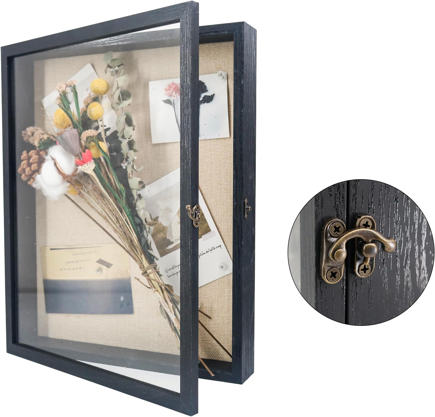Amazon.com - 16x16 Shadow Box Frame Black | 1 Inch Deep Solid Wood ...