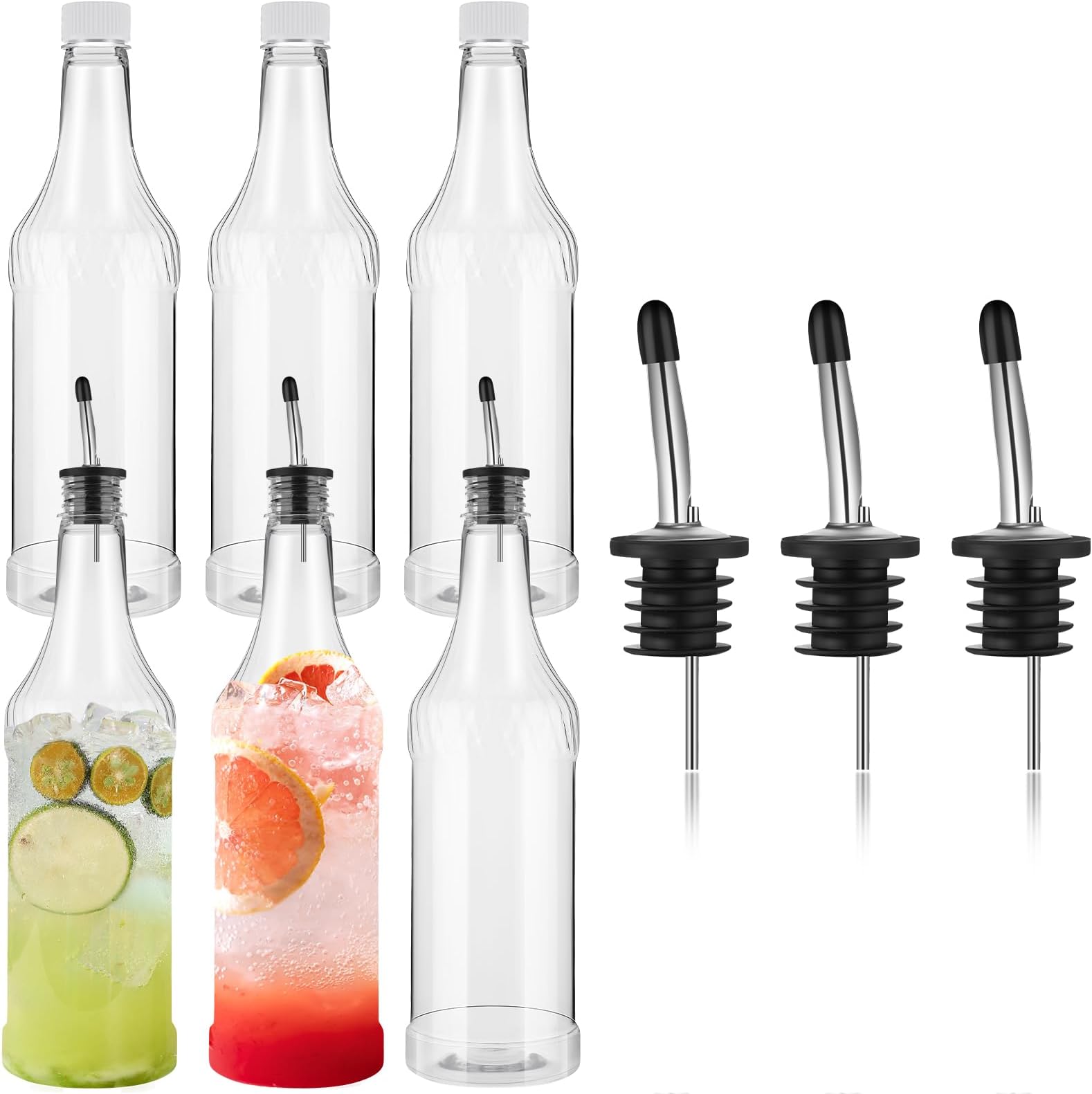 Amazon.com: Dandat 6 Packs 800ml Plastic Empty Syrup Bottles with Lids ...