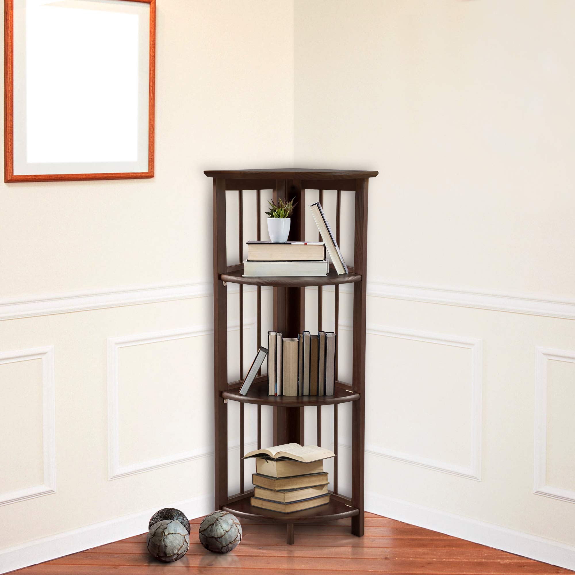 Casual Home 4-Shelf Corner Truffle Brown fold Bookcase