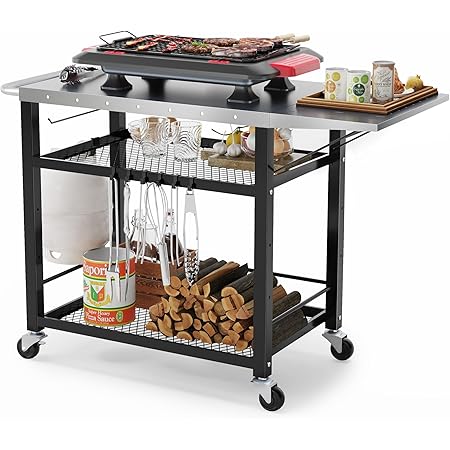 Amazon.com: Royal Gourmet Dining Cart Table with Double-Shelf, Movable ...