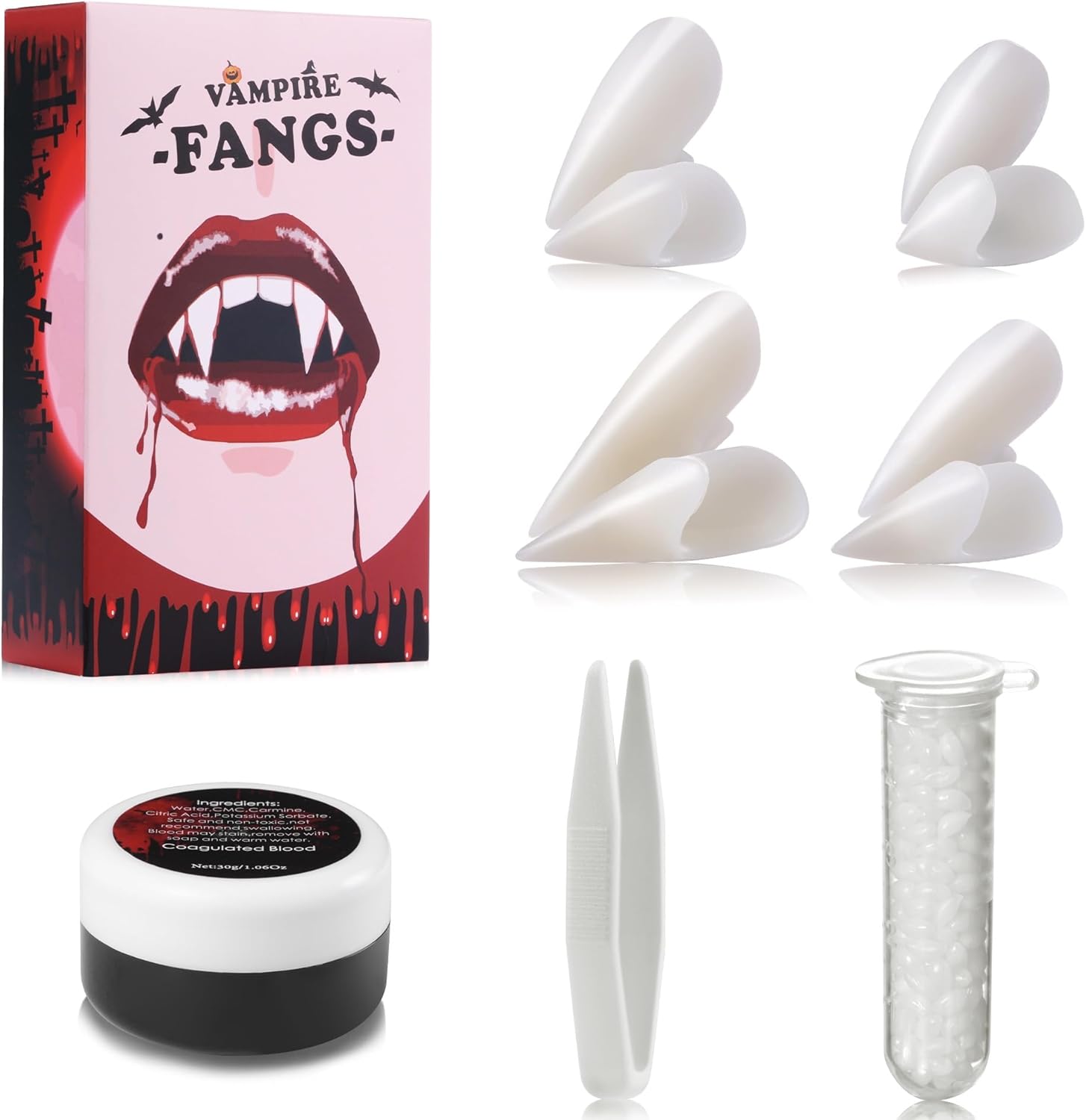 Amazon.com: xutengy 4 Pieces Vampire Teeth Fangs with Vampire Blood ...