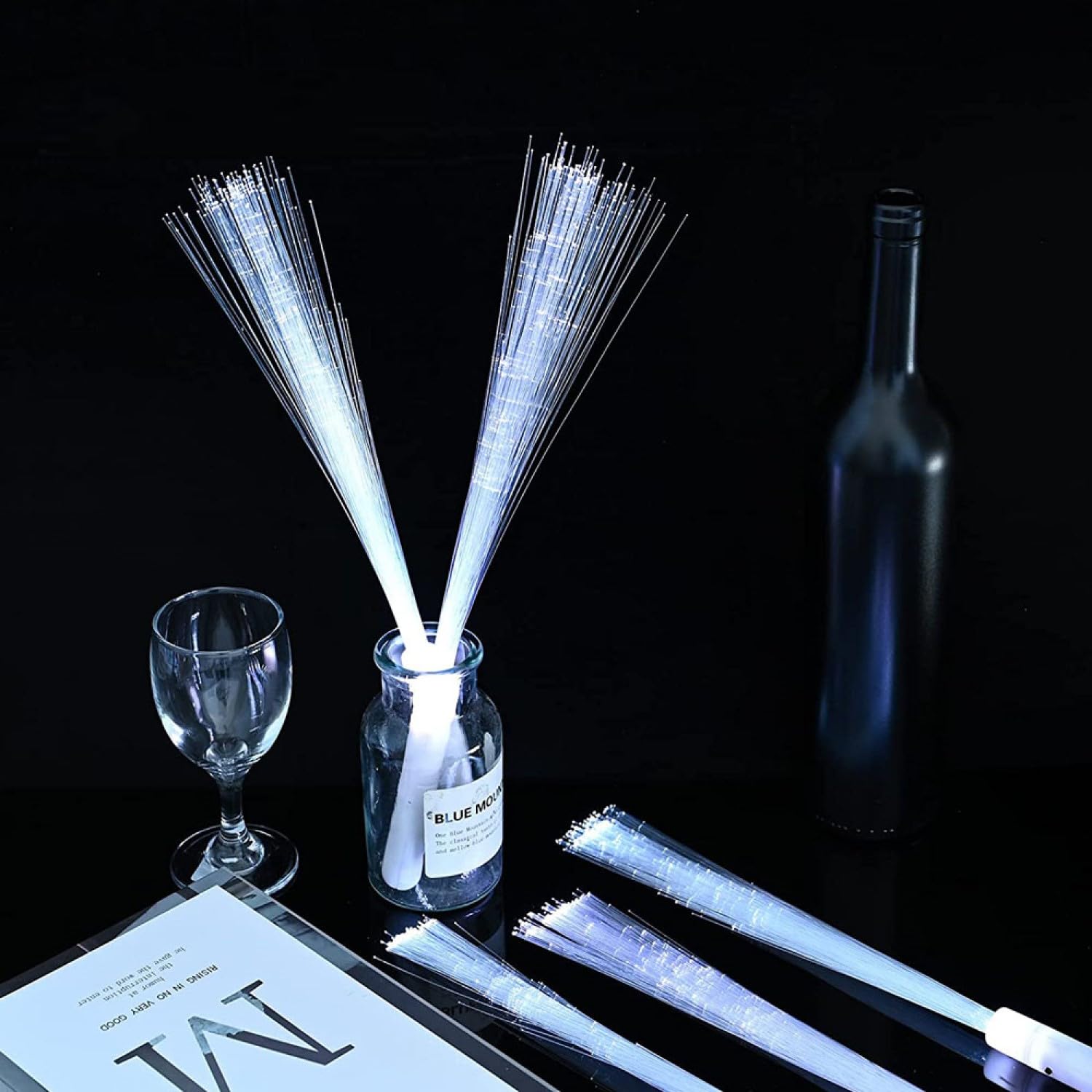 Snapklik.com : NUDALA 24 Pack White Glow Fiber Optic Wands Bulk Light ...
