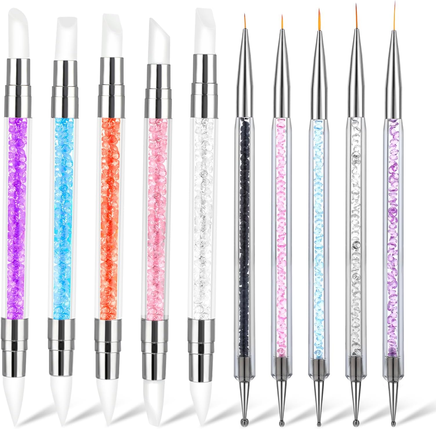 Amazon.com : 5 Pcs Nail Art Sculpture Pen Dual Tipped Silicone Nail ...