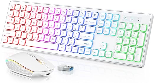 Amazon.com: Wireless Keyboard and Mouse Combo - RGB Backlit ...