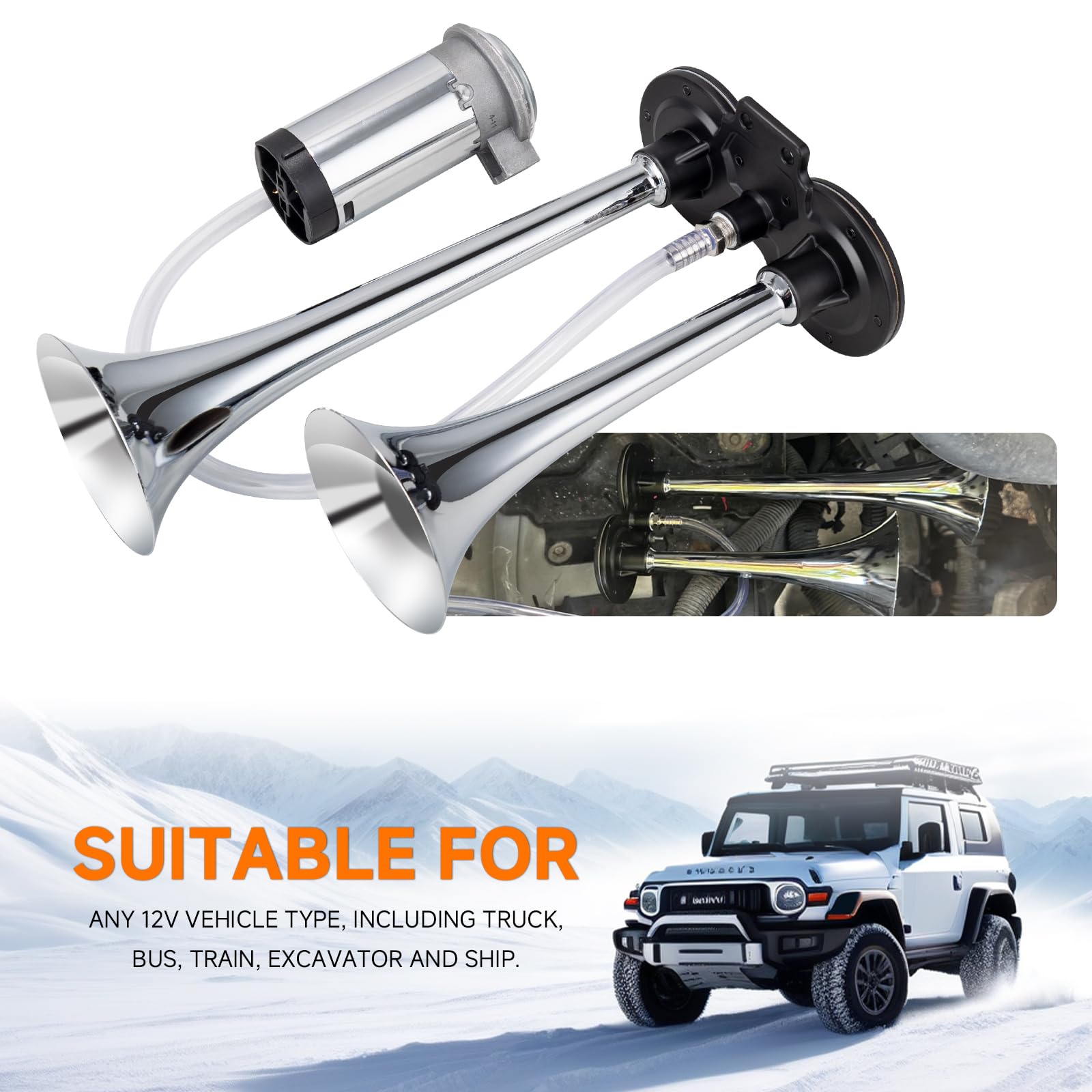 Snapklik.com : AOLIHAN Train Horns Kit For Trucks, Super Loud 12V 150db ...