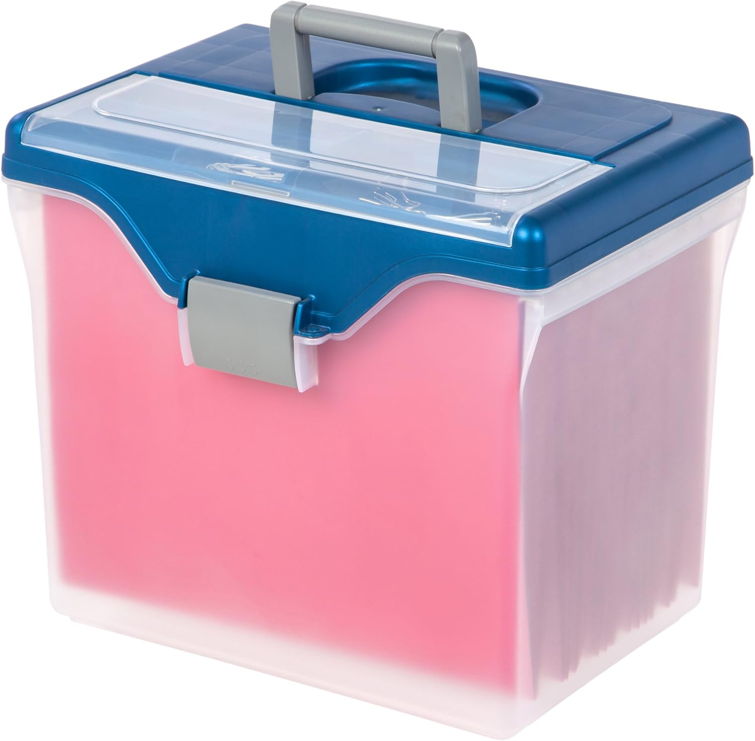 Amazon.com : IRIS Portable Letter Size File Box with Organizer Top ...