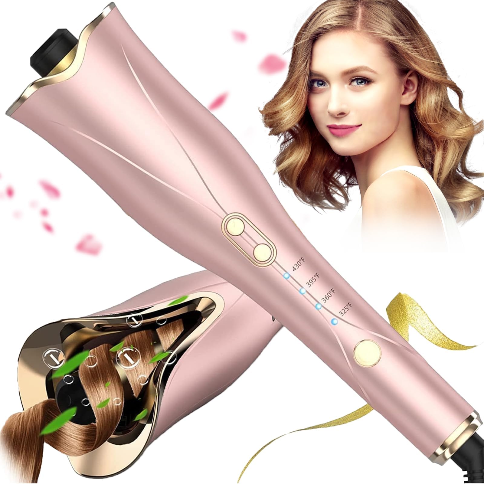 Amazon.com: Automatic Curling Iron, Cream Auto Hair Curlers with Large ...